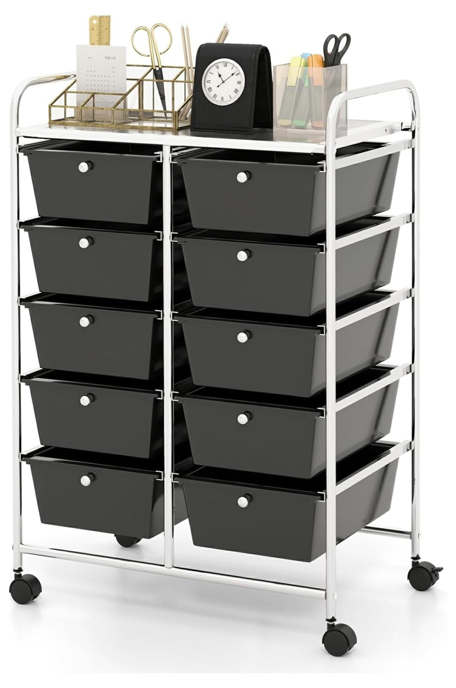 10-Drawer Rolling Cart, Mobile Storage Organizer - Art Supplies, Office ...