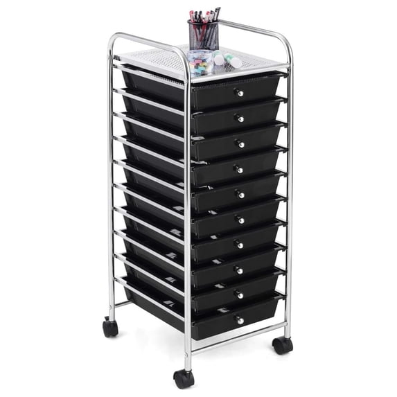 10 Drawer Rolling Cart - Slim Storage Cart with Lockable Wheels for ...