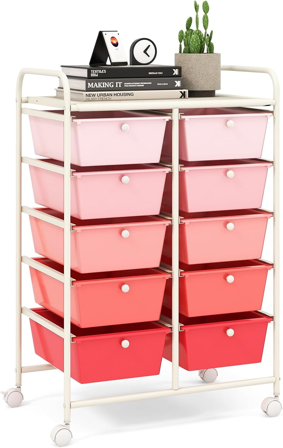 10 Drawer Rolling Cart, Storage Cart Organizer on Wheels, Drawer Cart ...