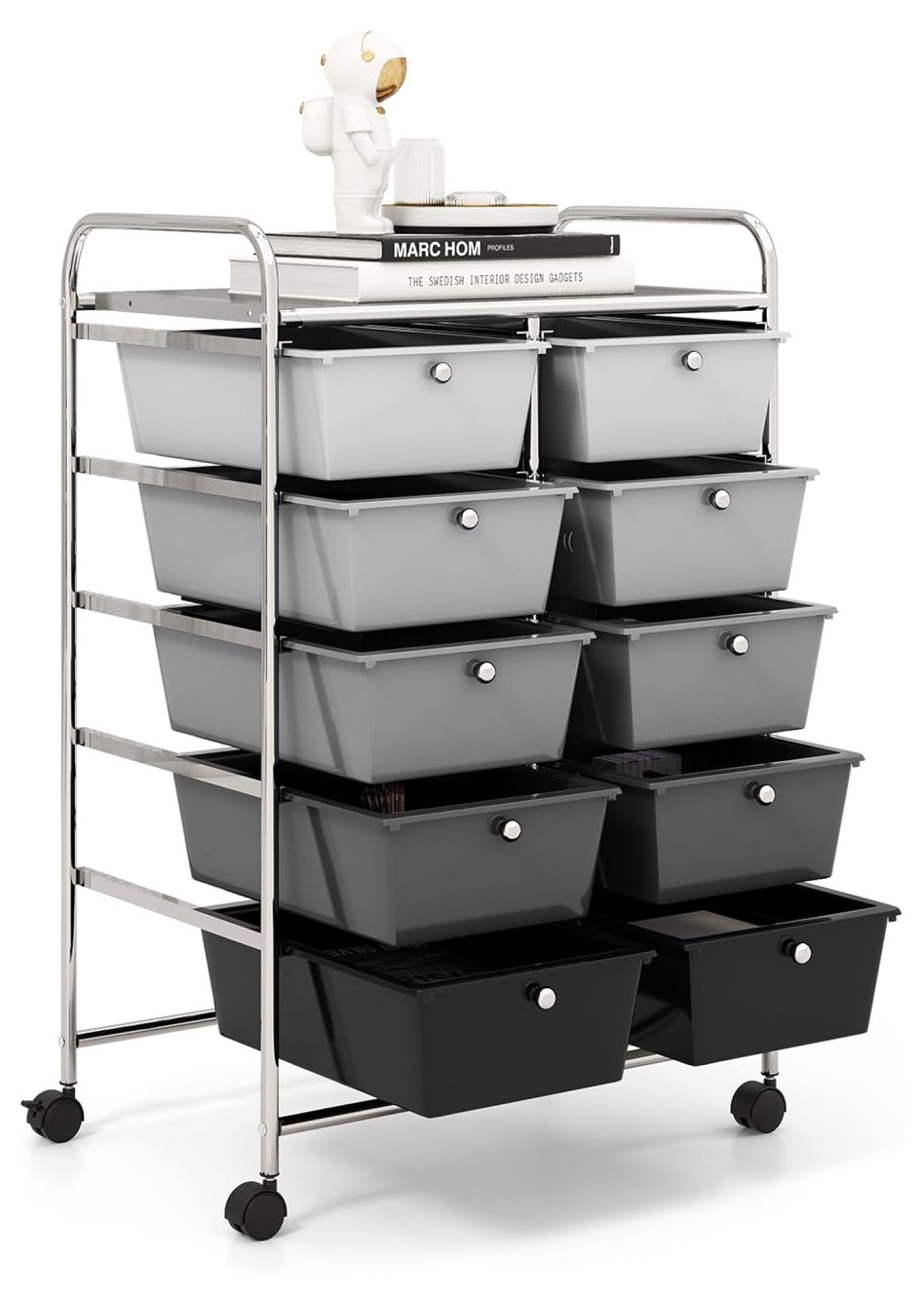 10-Drawer Rolling Storage Cart, Art Craft Storage Organizer on Wheels ...