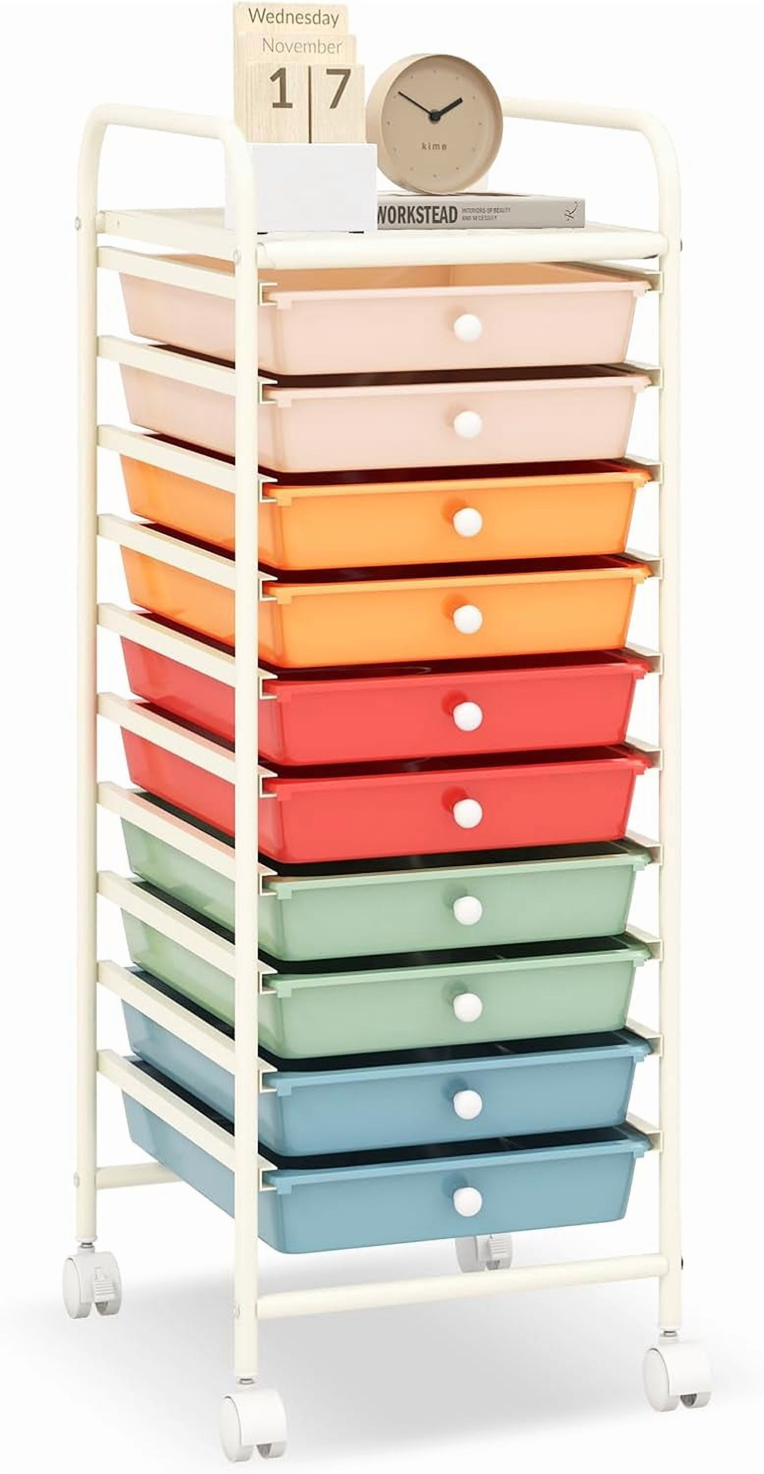 10 Drawer Rolling Storage Cart, Craft Organizer on Wheels, Drawer Cart ...