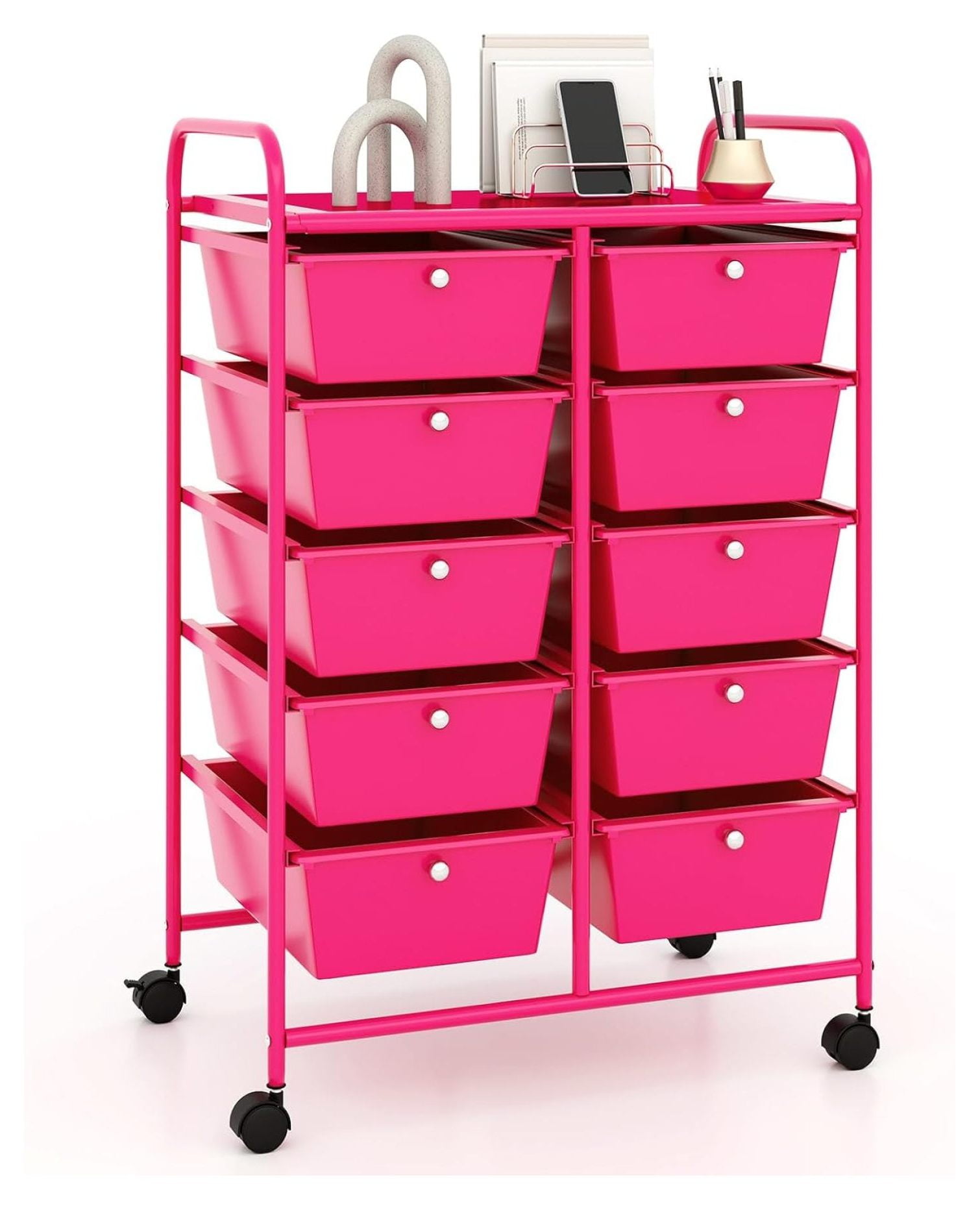 10-Drawer Rolling Storage Cart - Mobile Art Supply Storage Organizer ...