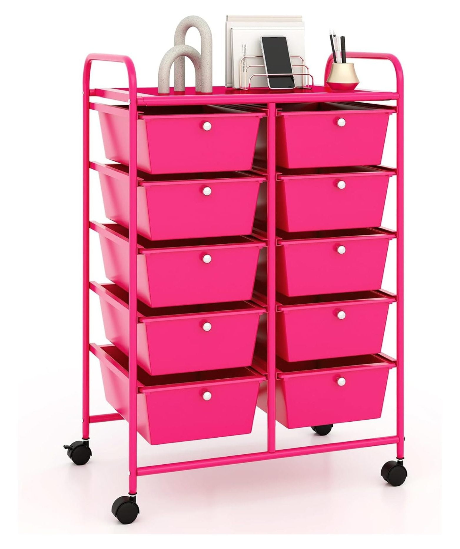 10-Drawer Rolling Storage Cart - Mobile Art Supply Storage Organizer ...