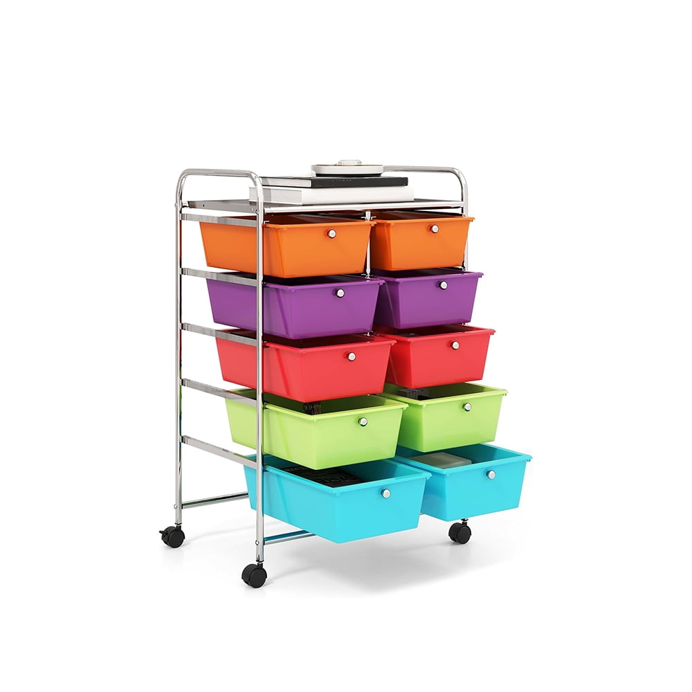10-Drawer Rolling Storage Cart, Movable Art Craft Storage Organizer ...