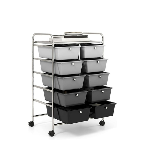 10-Drawer Rolling Storage Cart, Movable Art Craft Storage Organizer ...