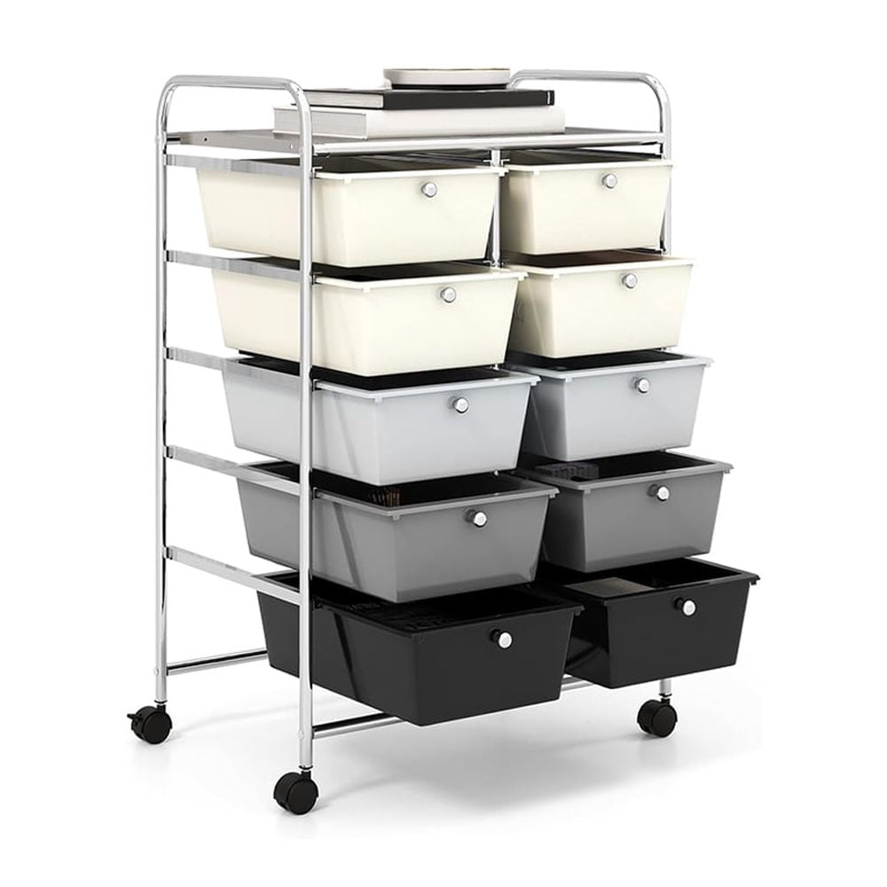10-Drawer Rolling Storage Cart, Movable Art Craft Storage Organizer ...