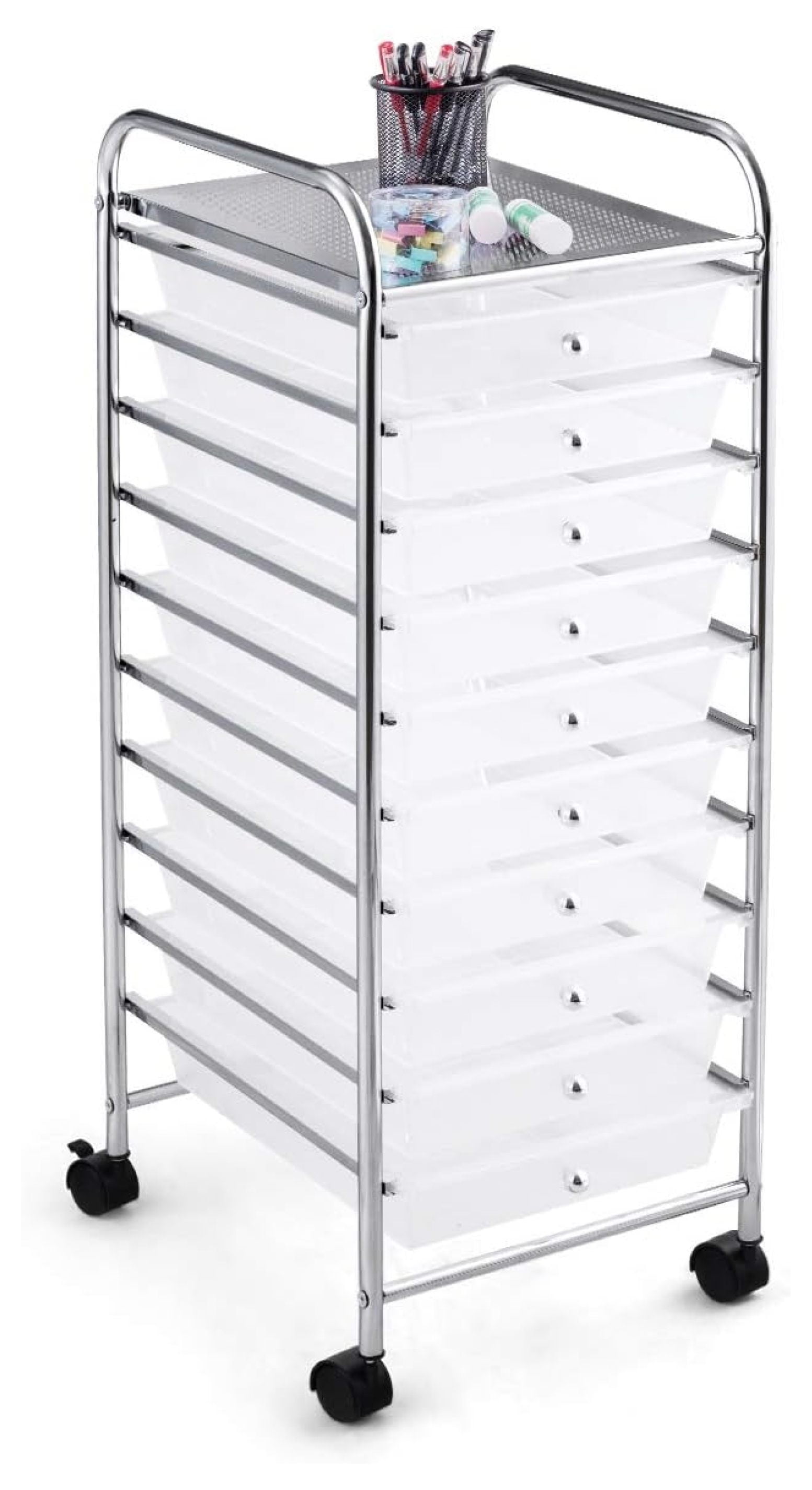 10-Drawer Rolling Storage Cart, Multipurpose Utility Cart Mobile Craft ...