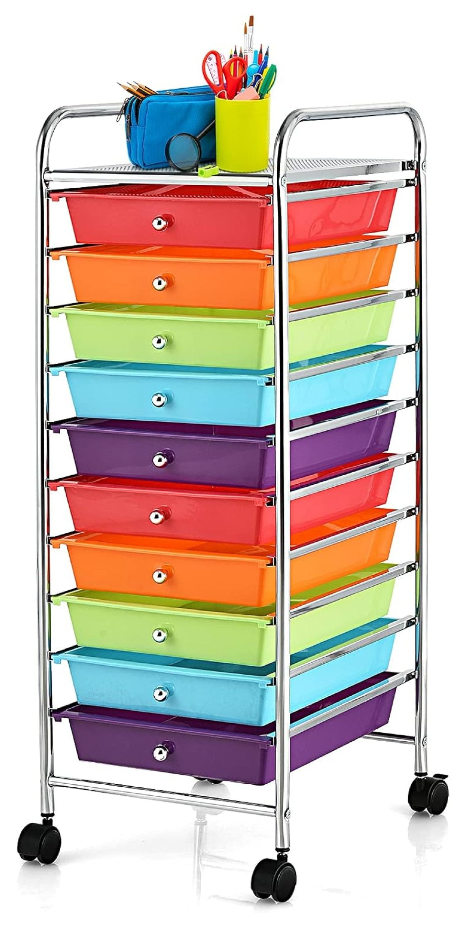 10-Drawer Rolling Storage Cart, Multipurpose Utility Cart Mobile Craft ...