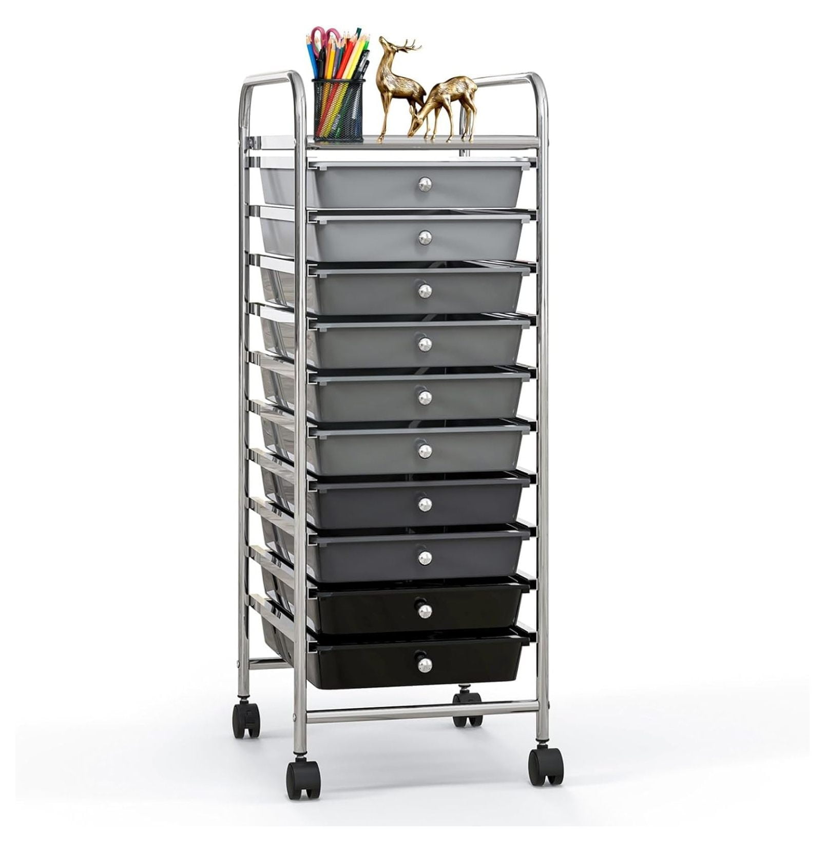 10 Drawer Rolling Storage Cart, Organization Cart with Drawers for ...