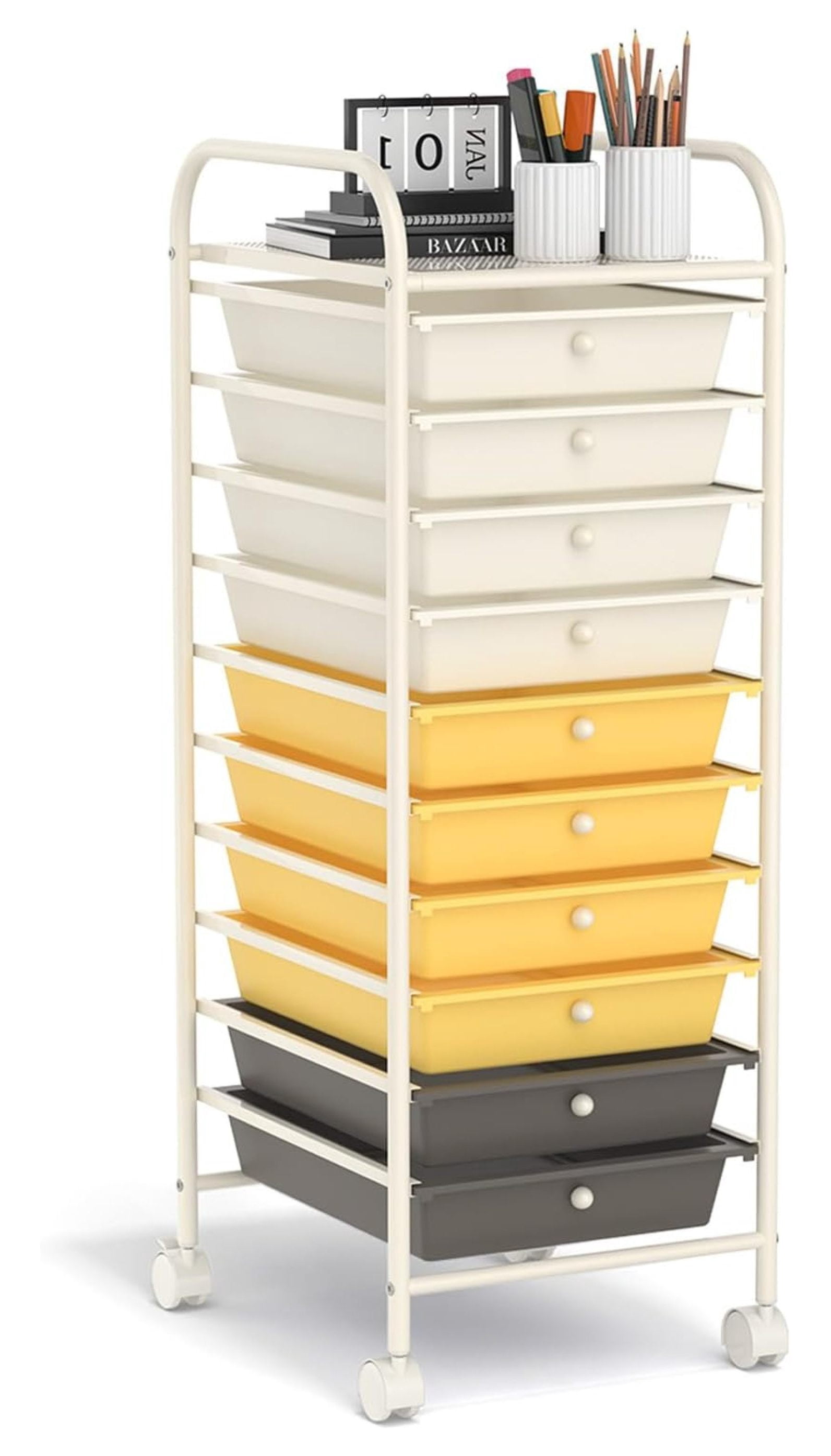 10 Drawer Rolling Storage Cart, Organization Cart with Drawers for ...