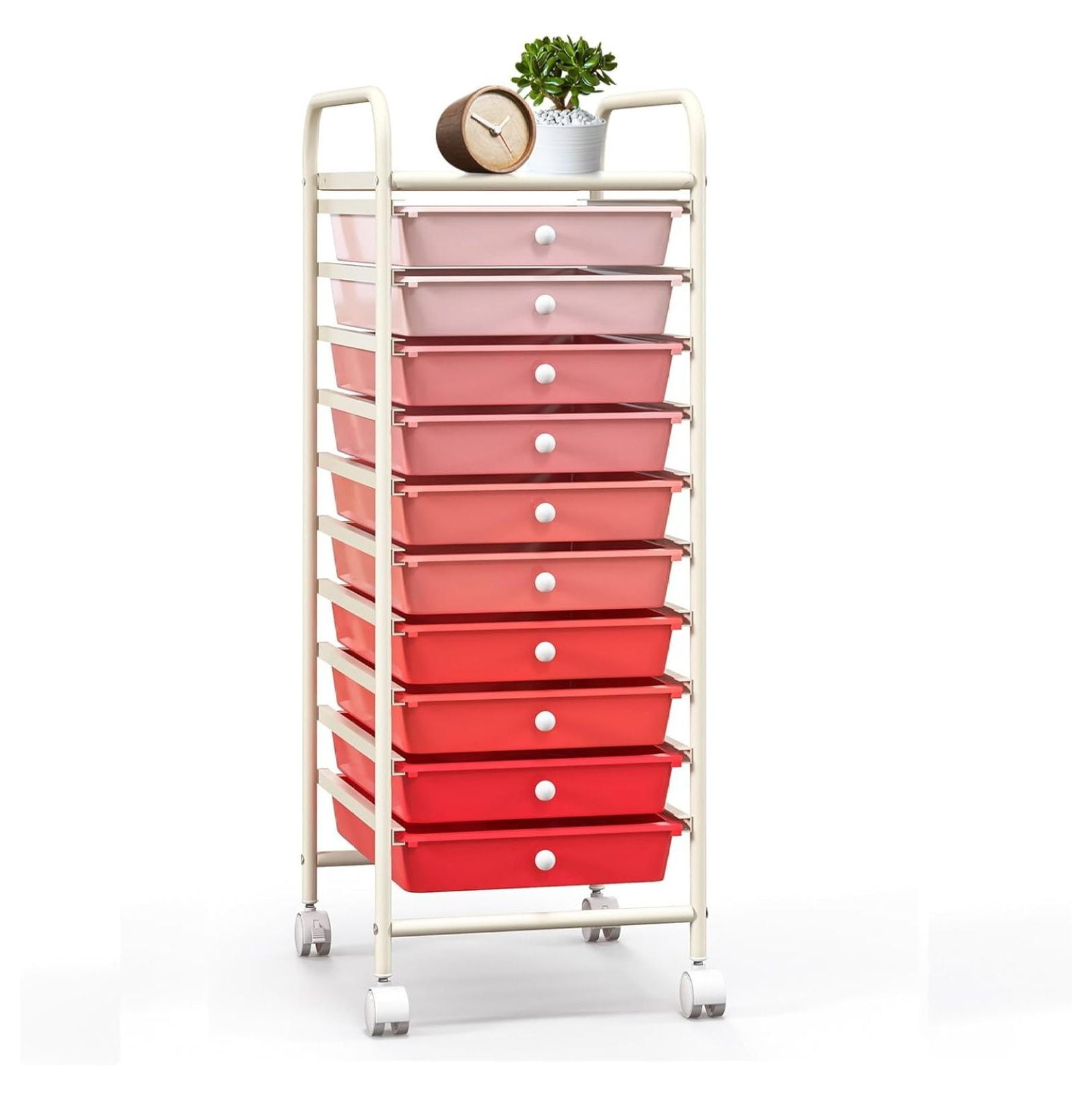 10 Drawer Rolling Storage Cart, Organization Cart with Drawers for ...