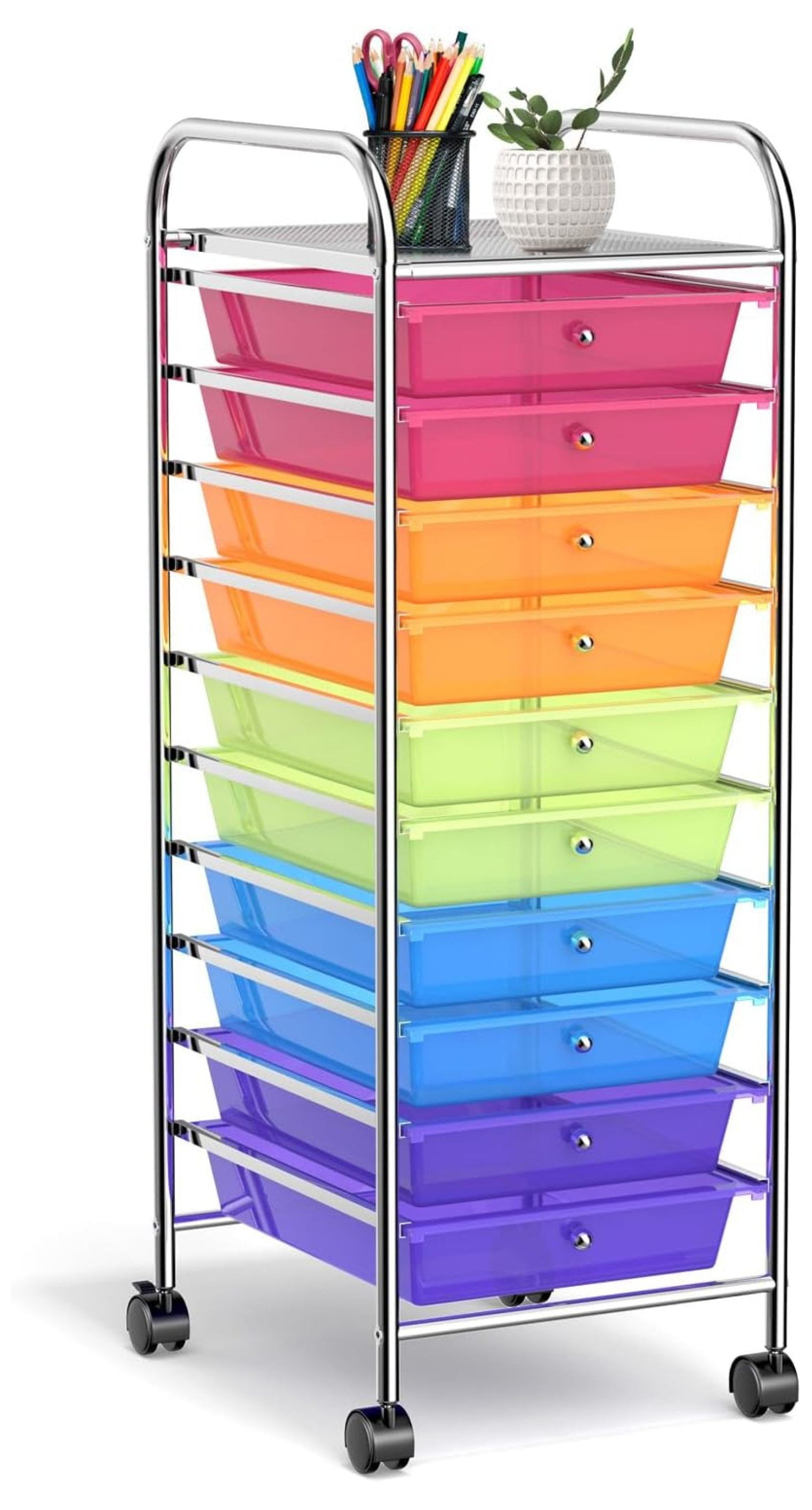 10 Drawer Rolling Storage Cart, Organization Cart with Drawers for ...