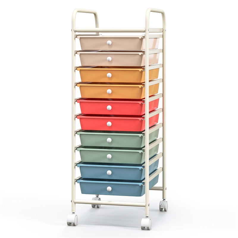 10 Drawer Rolling Storage Cart Paper Office School Organizer Macaron ...