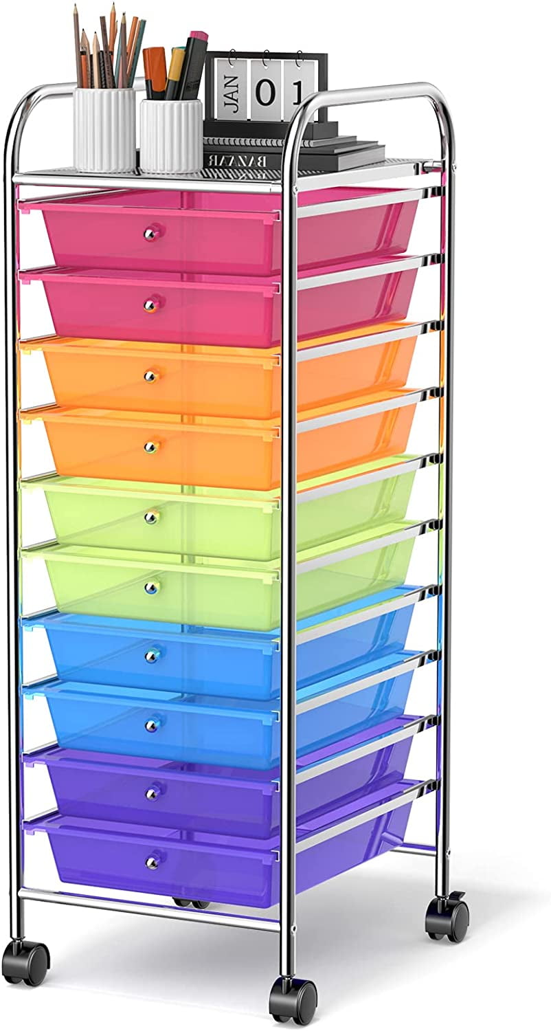 10 Drawer Rolling Storage Cart Tools Scrapbook Paper Office School ...