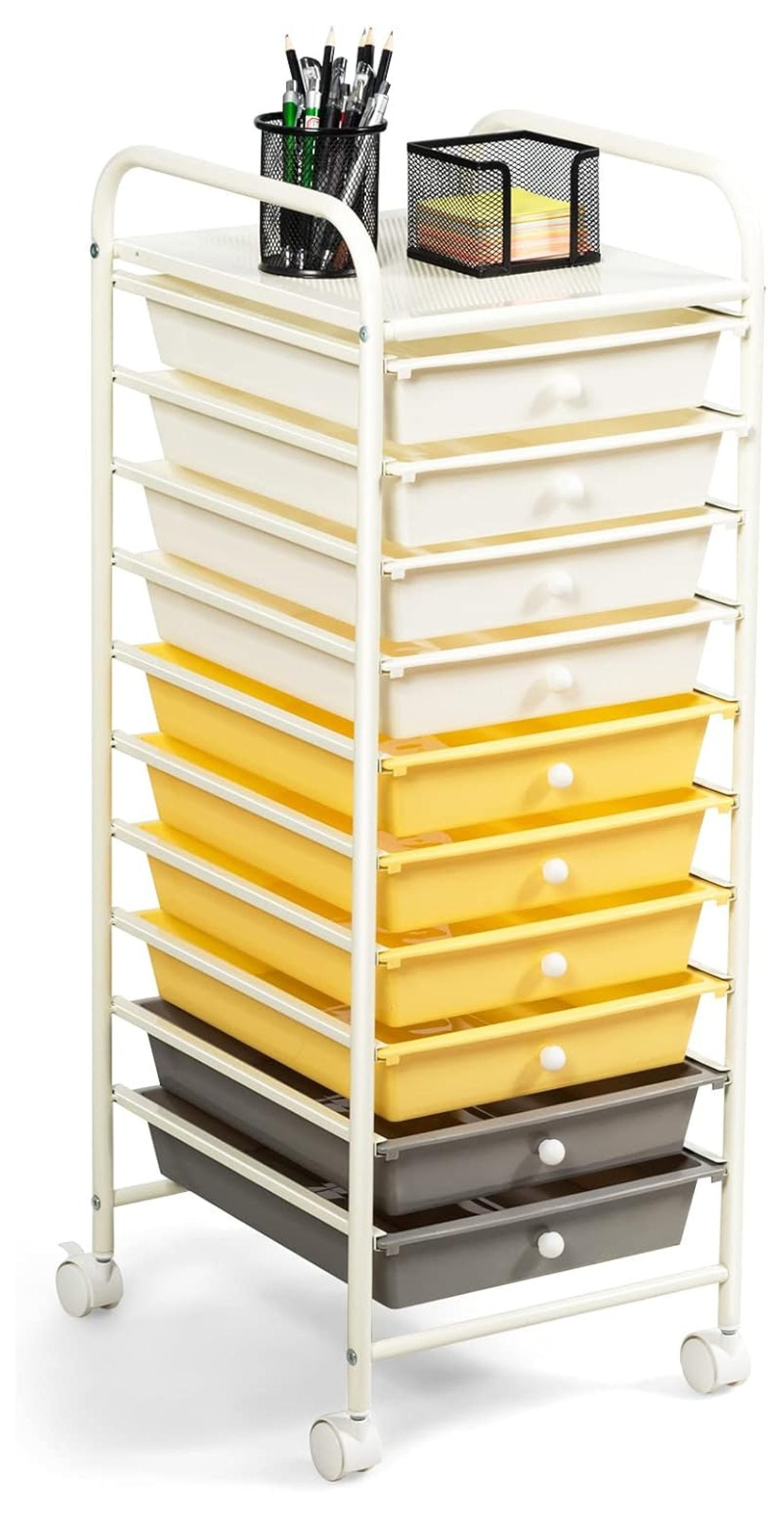 10-Drawer Rolling Storage Cart, Utility Mobile Trolley with Removable ...
