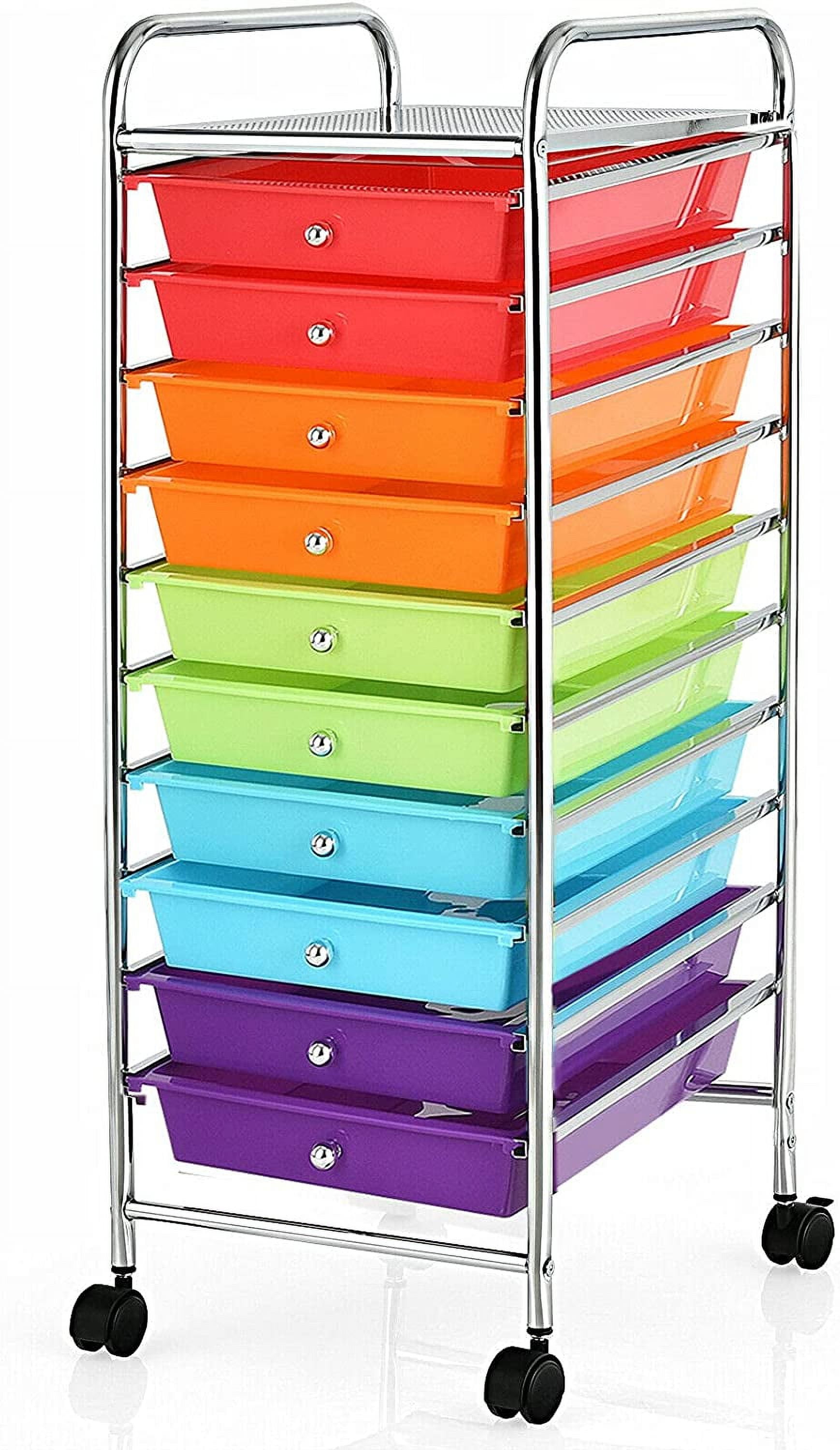 10-Drawer Rolling Storage Cart Utility Trolley Organizer Cart for Home ...