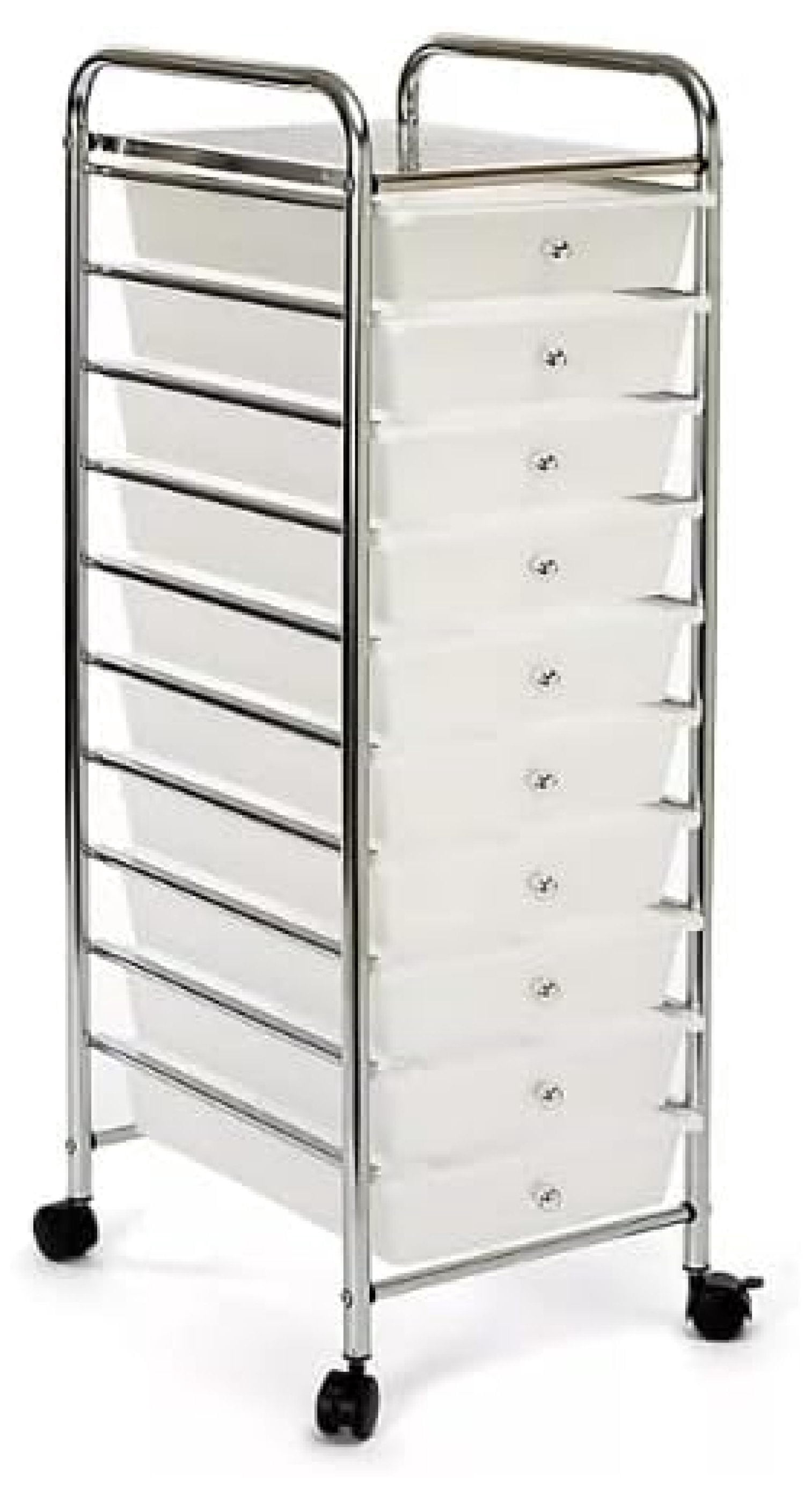 10-Drawer Rolling Storage Cart with Locking Wheels, Clear Plastic ...
