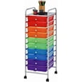 10-Drawer Rolling Storage Cart with Wheels, Slim Metal Frame Organizer ...