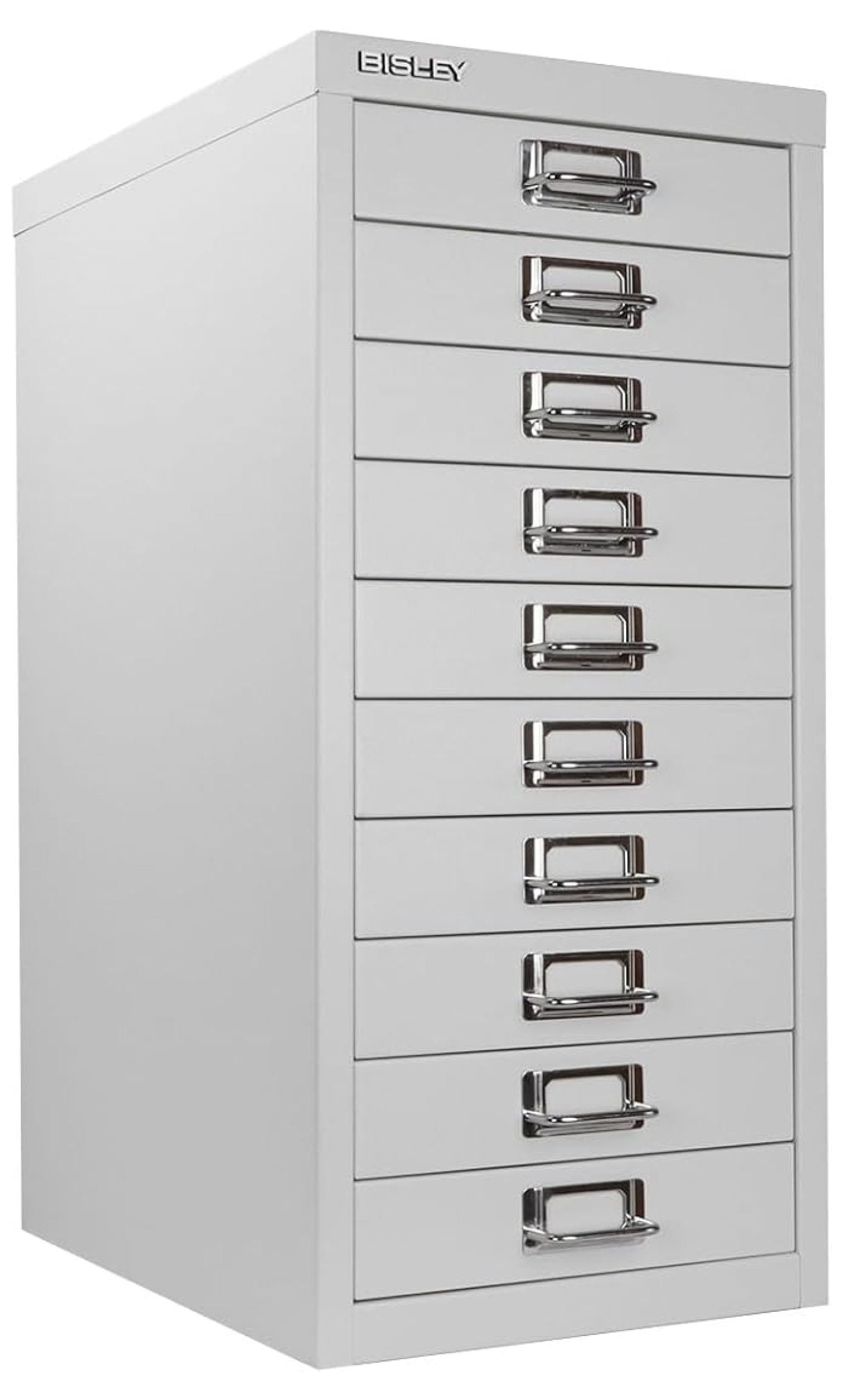 10-Drawer Steel MultiDrawer Cabinet - Light Grey, Pull Handles with ...