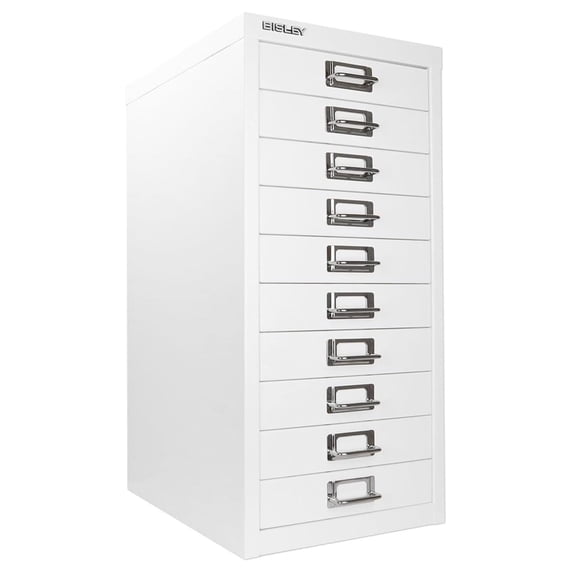 10-Drawer Steel MultiDrawer Cabinet - Traffic White, Pull Handles with ...