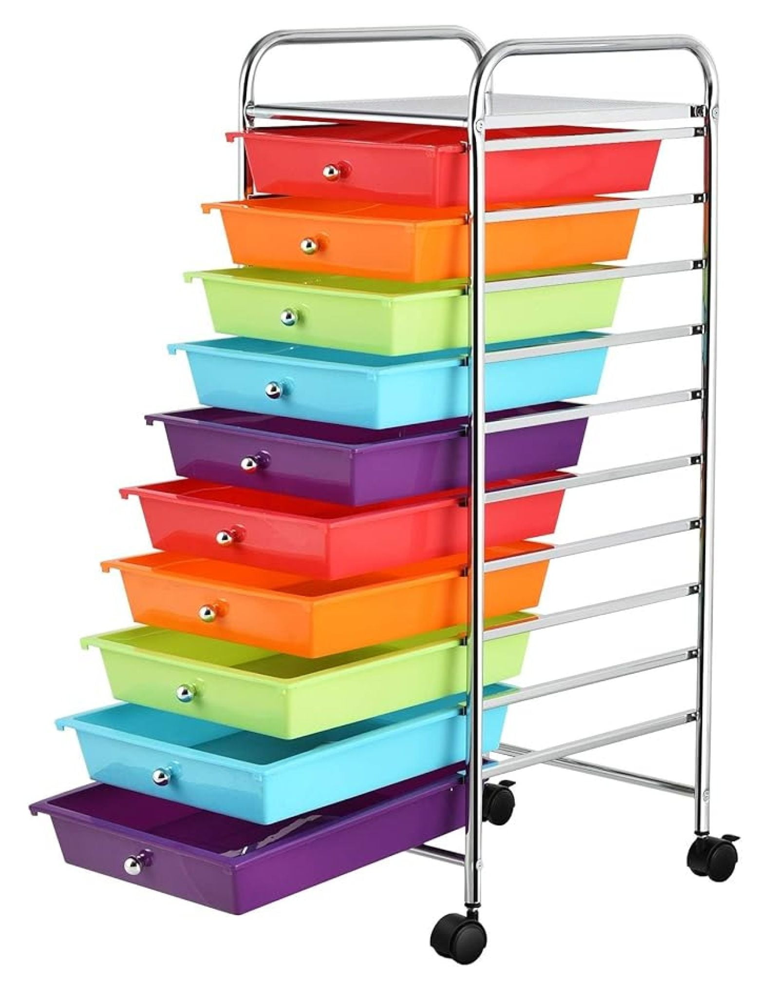 10-Drawer Storage Cart, 10 Drawer Trolley, Rolling Organizer Cart ...