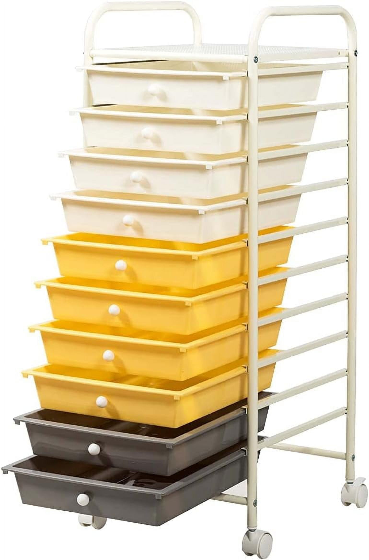10 Drawer Storage Organizer Cart, 10 Tiers Multicolor Storage Trolley ...
