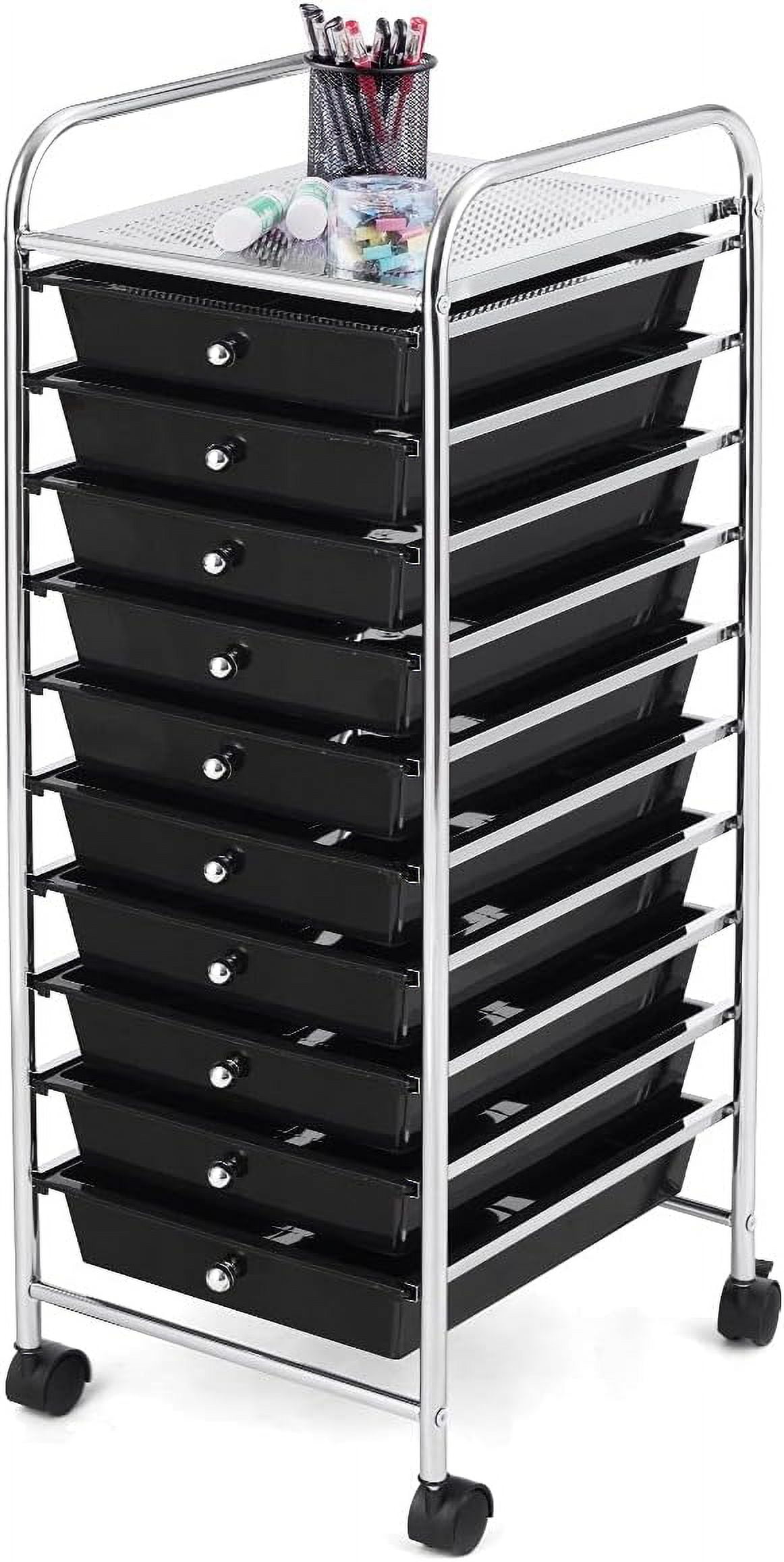 10 Drawer Storage Organizer Cart, 10 Tiers Multicolor Storage Trolley ...