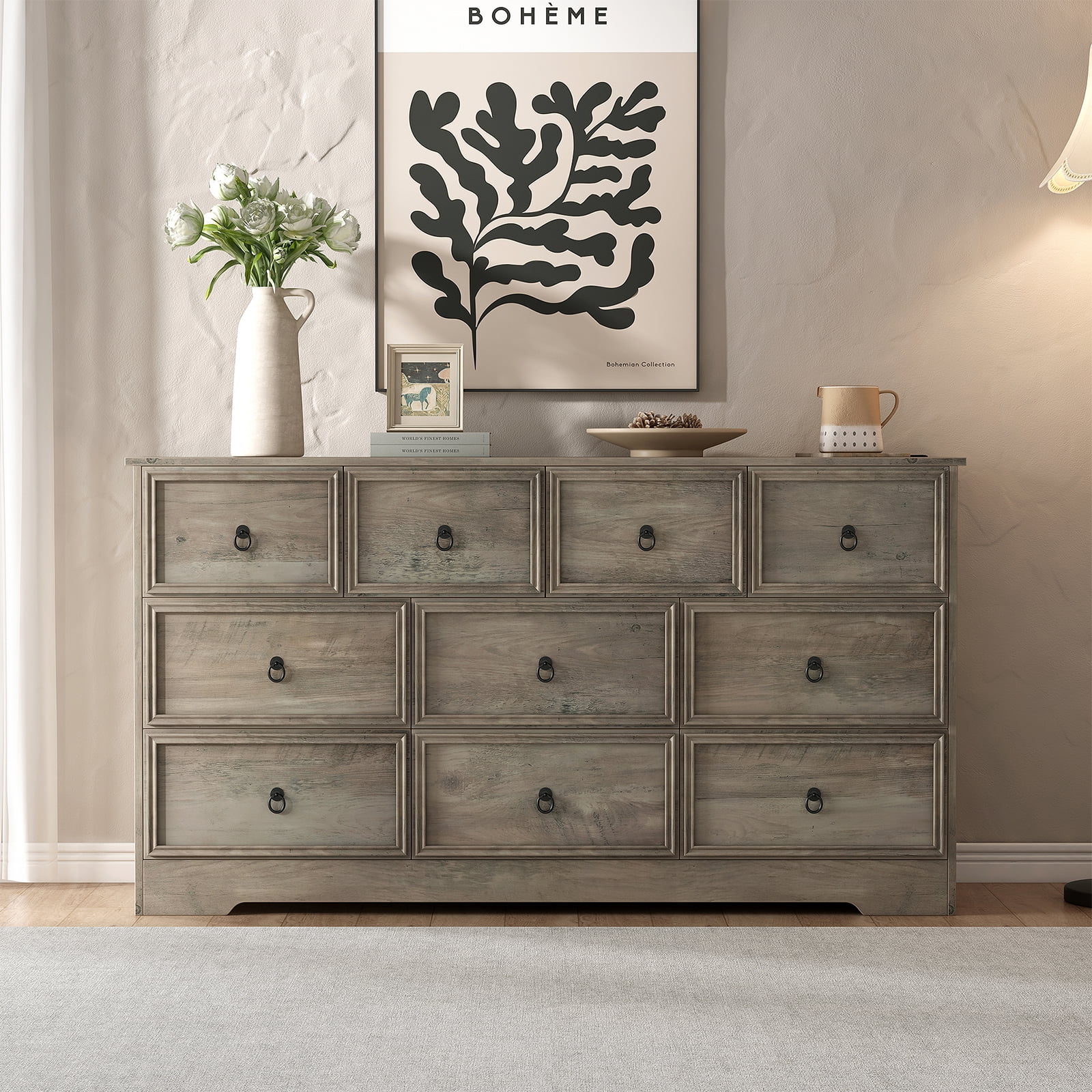 Customer reviews for 10 Drawers Dresser for Bedroom, Rustic Wood ...