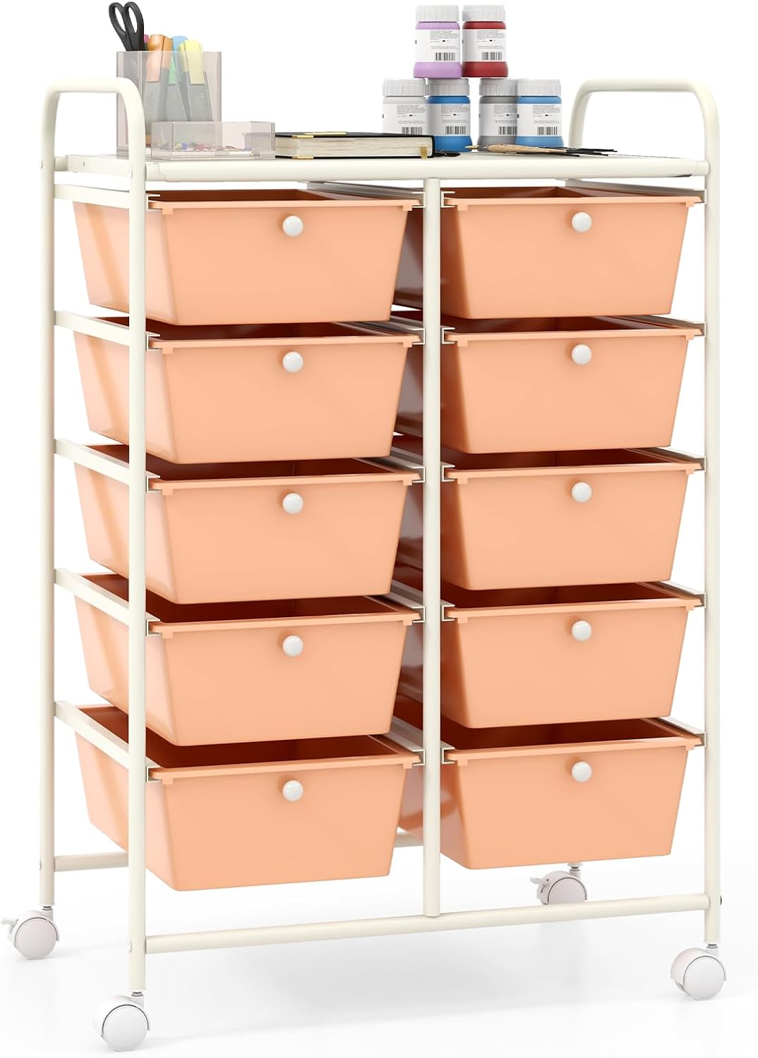 10 Drawers Rolling Cart, Classroom Organizers, Storage Cart with Wheels ...
