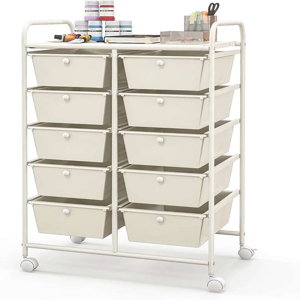 10 Drawers Rolling Cart, Classroom Organizers with Wheels, Storage Cart ...
