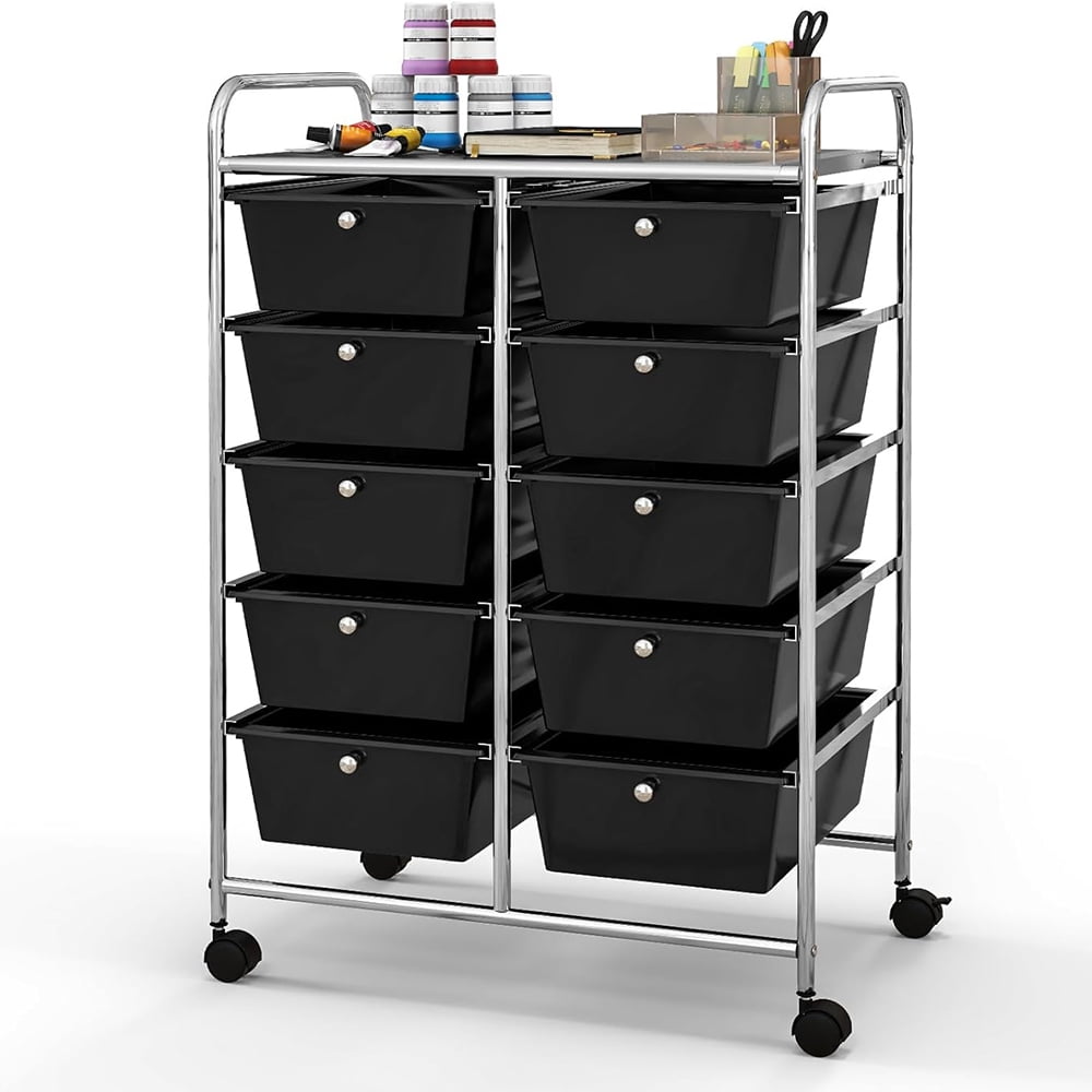10 Drawers Rolling Cart, Classroom Organizers with Wheels, Storage Cart ...