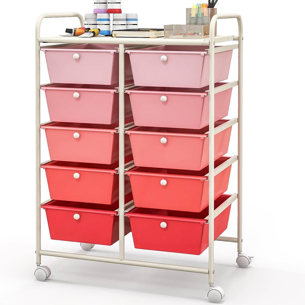 10 Drawers Rolling Cart, Classroom Organizers, Storage Cart with Wheels ...