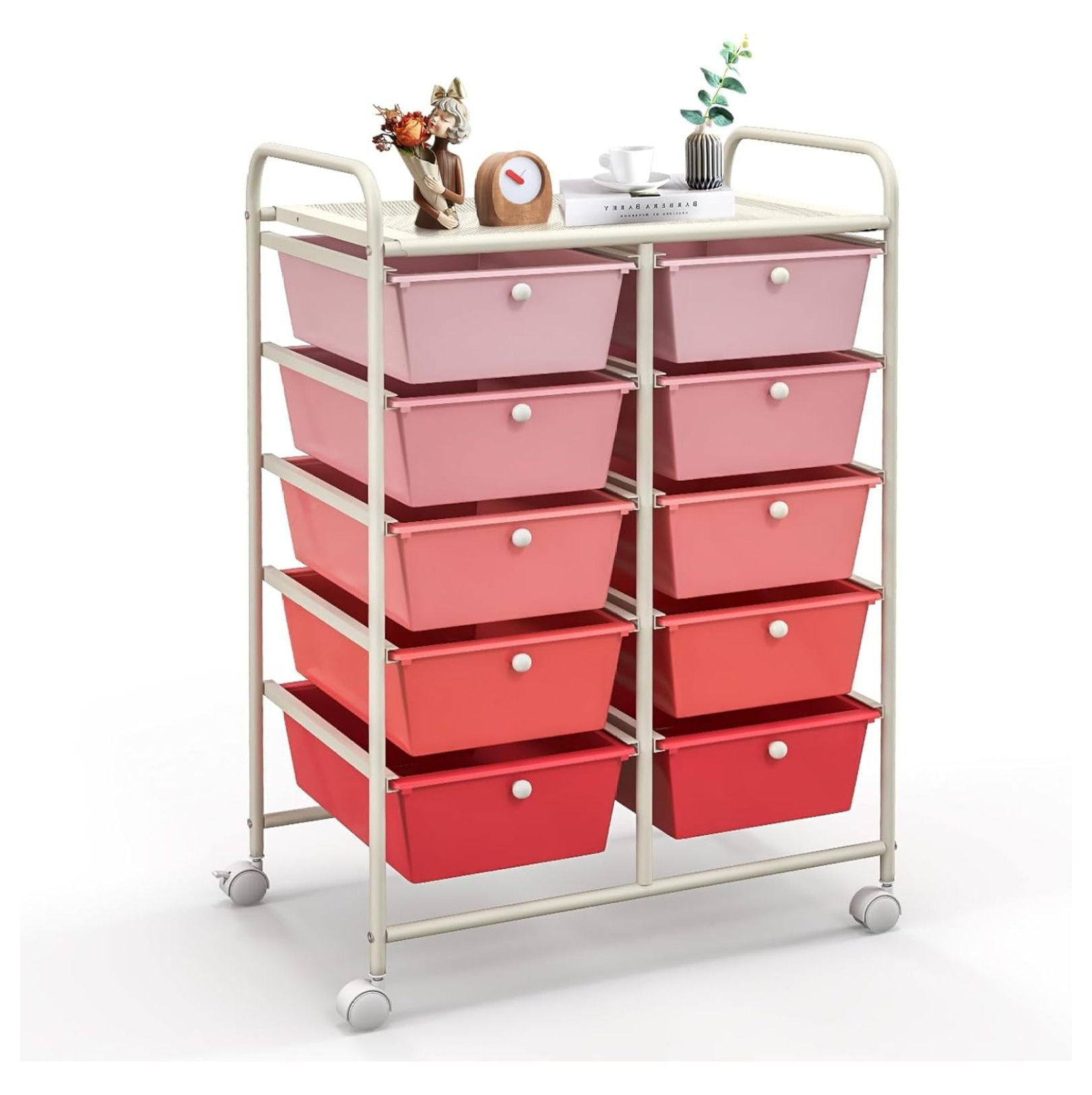 10 Drawers Rolling Storage Cart, Cart Organizer for Art, Tools, Craft ...