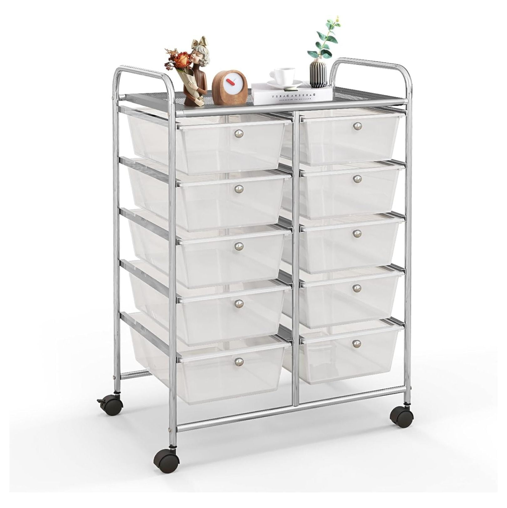 10 Drawers Rolling Storage Cart, Cart Organizer for Art, Tools, Craft ...