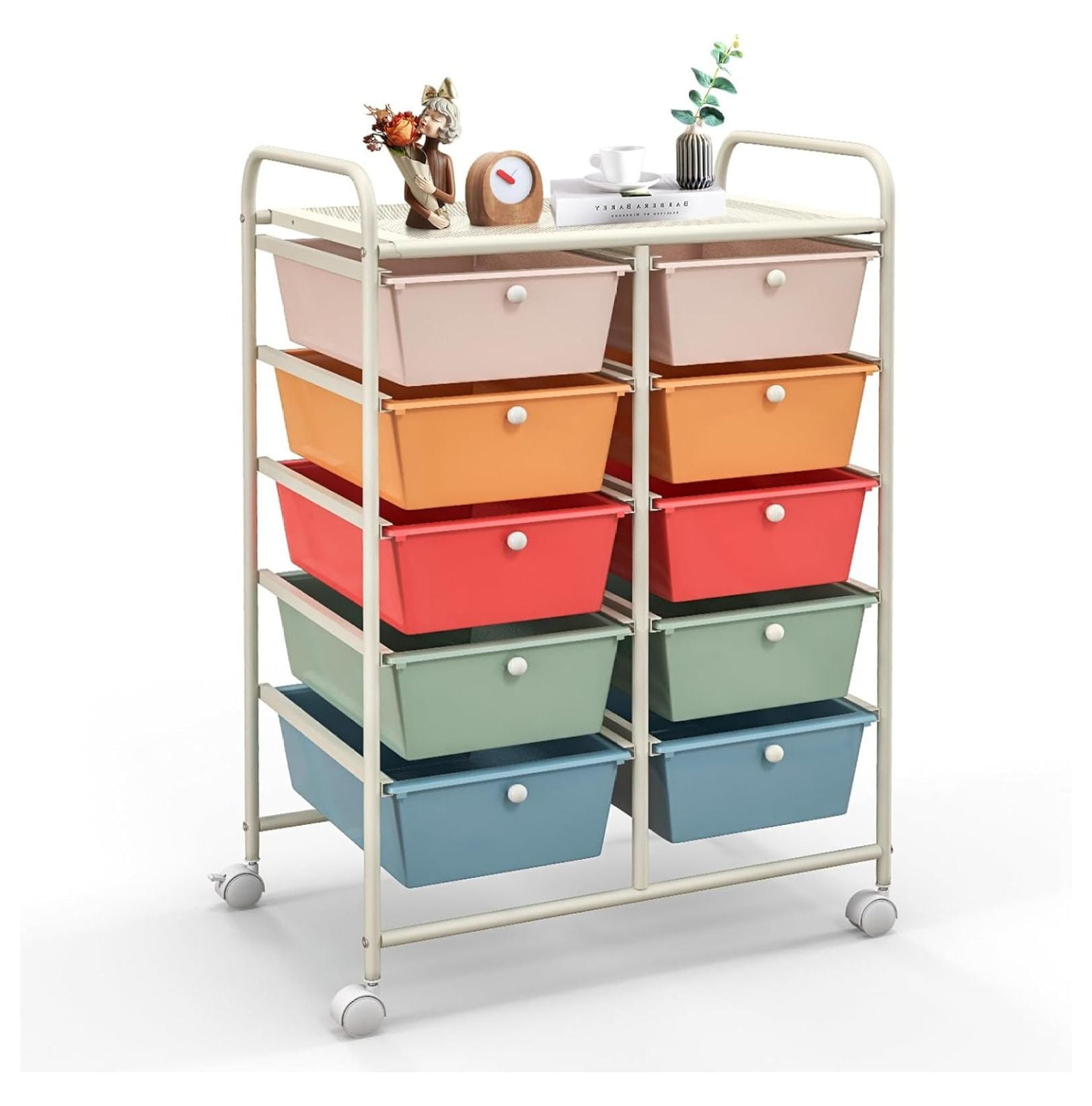 10 Drawers Rolling Storage Cart, Cart Organizer for Art, Tools, , Paper ...