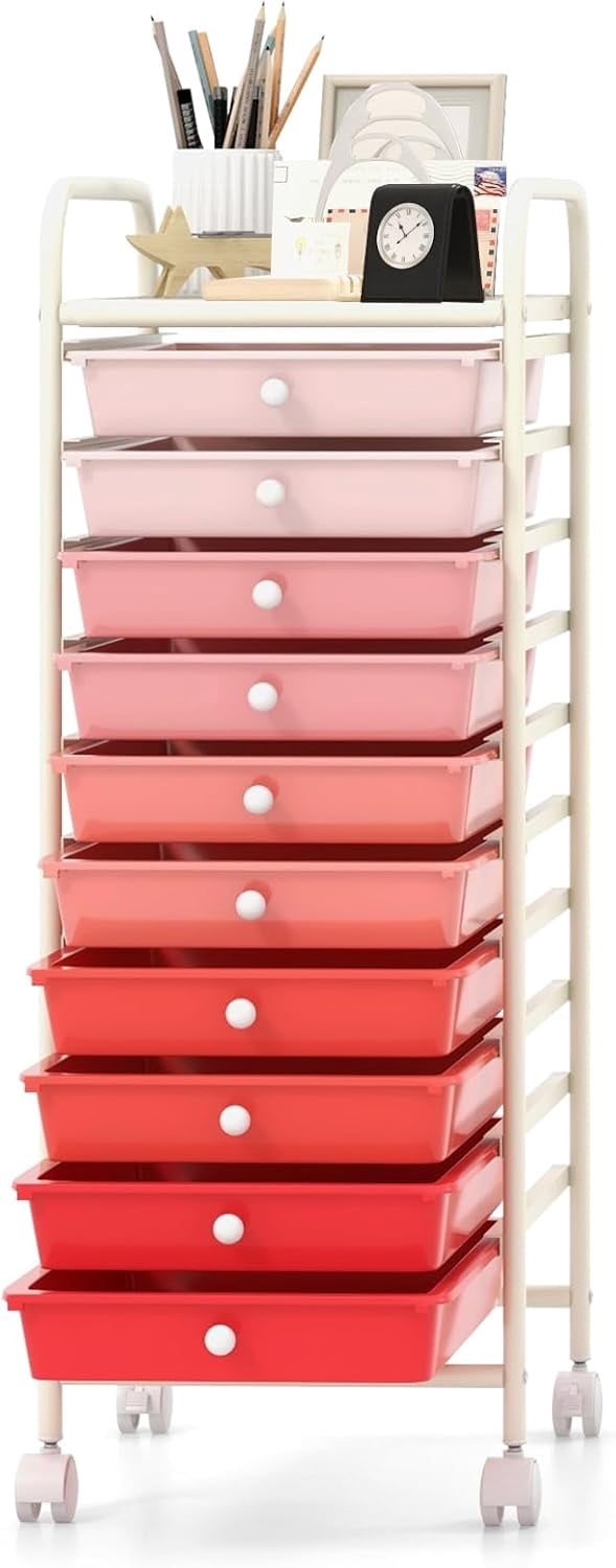 10 Drawers Rolling Storage Cart, Multipurpose Craft Storage Cart with ...