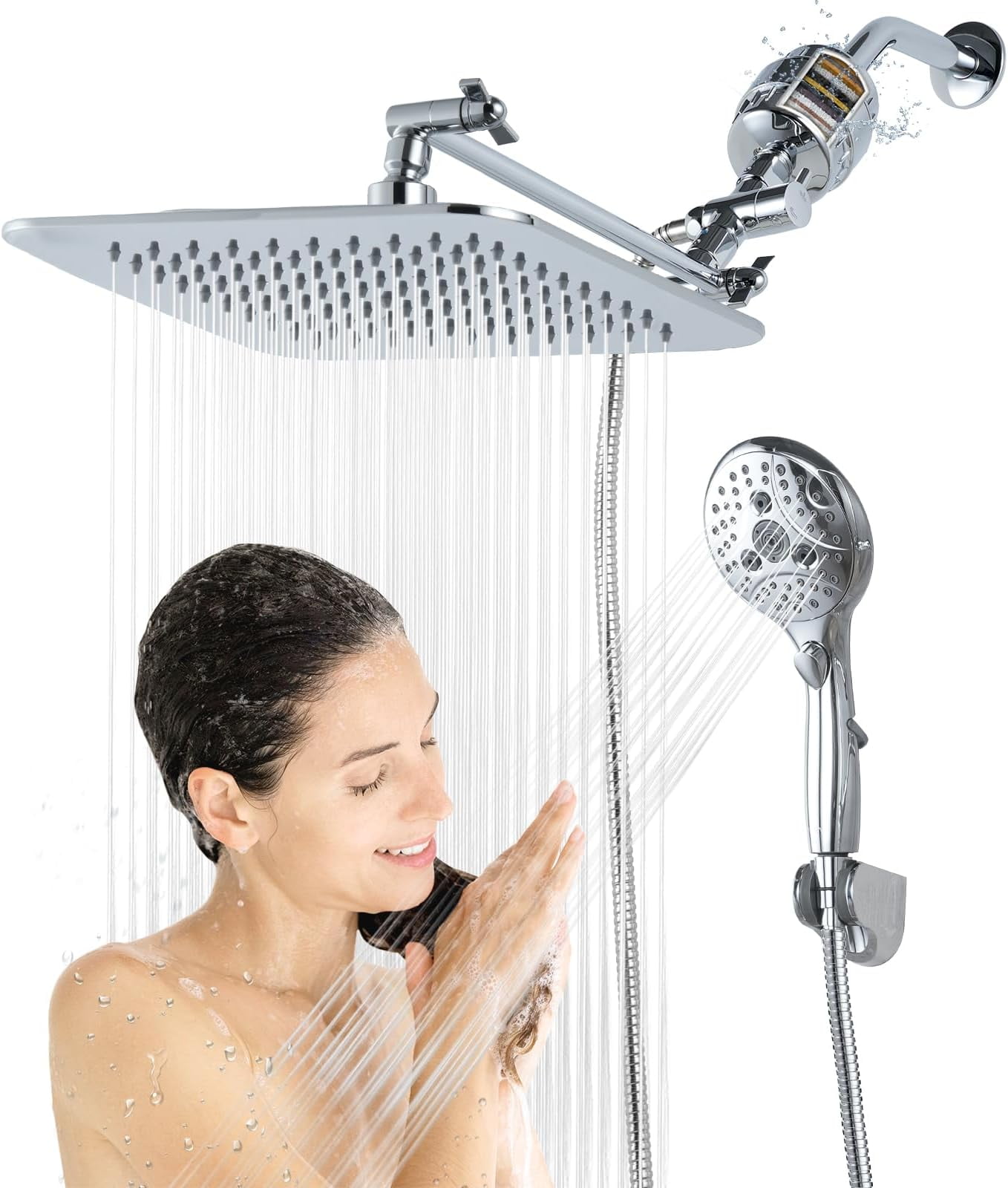 10'' Dual 20 Stage Filtered Shower with Handheld, 6 Settings Handheld ...