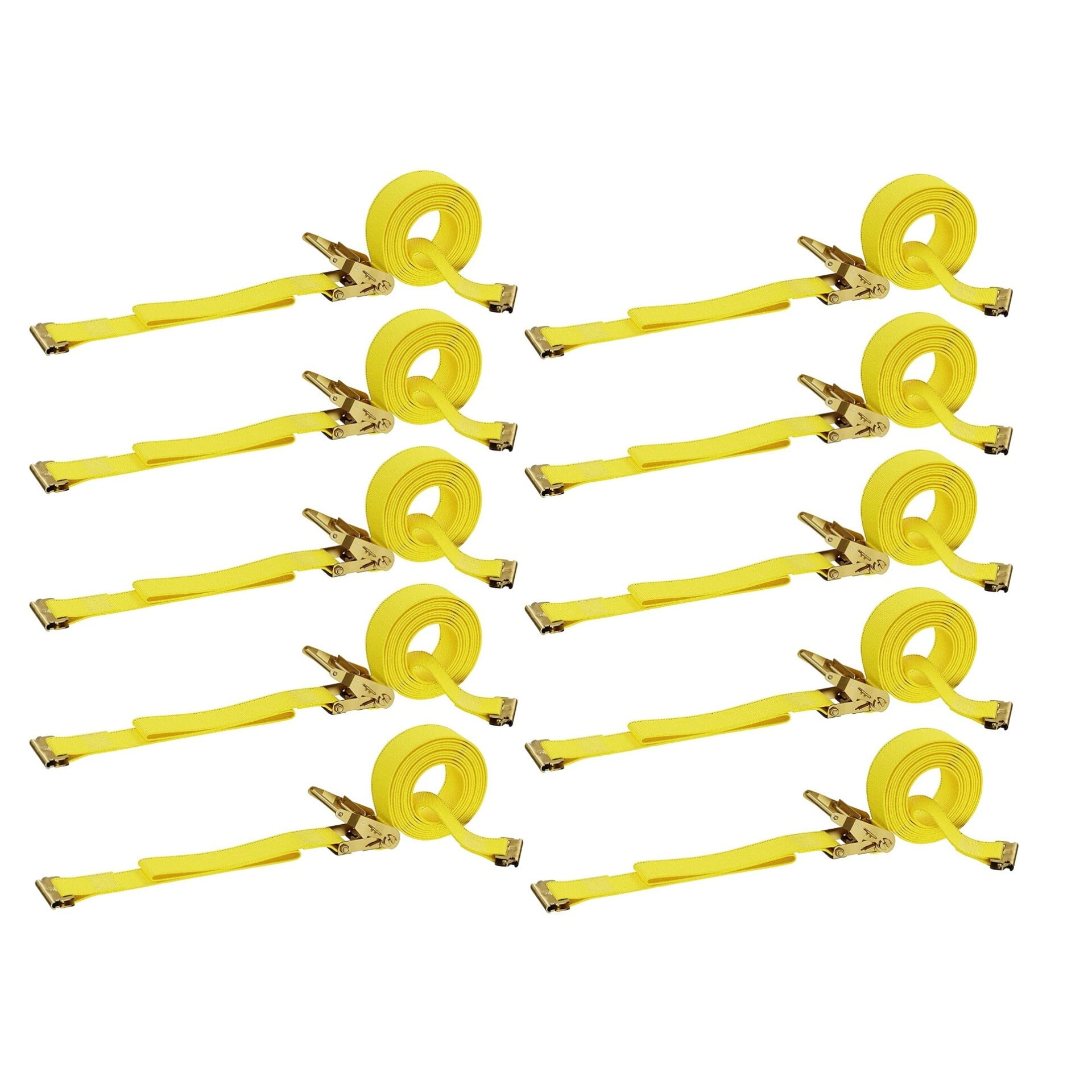 "10 E Track Ratcheting Straps Cargo TieDowns, 2 x 12 Heavy Duty Yellow ...