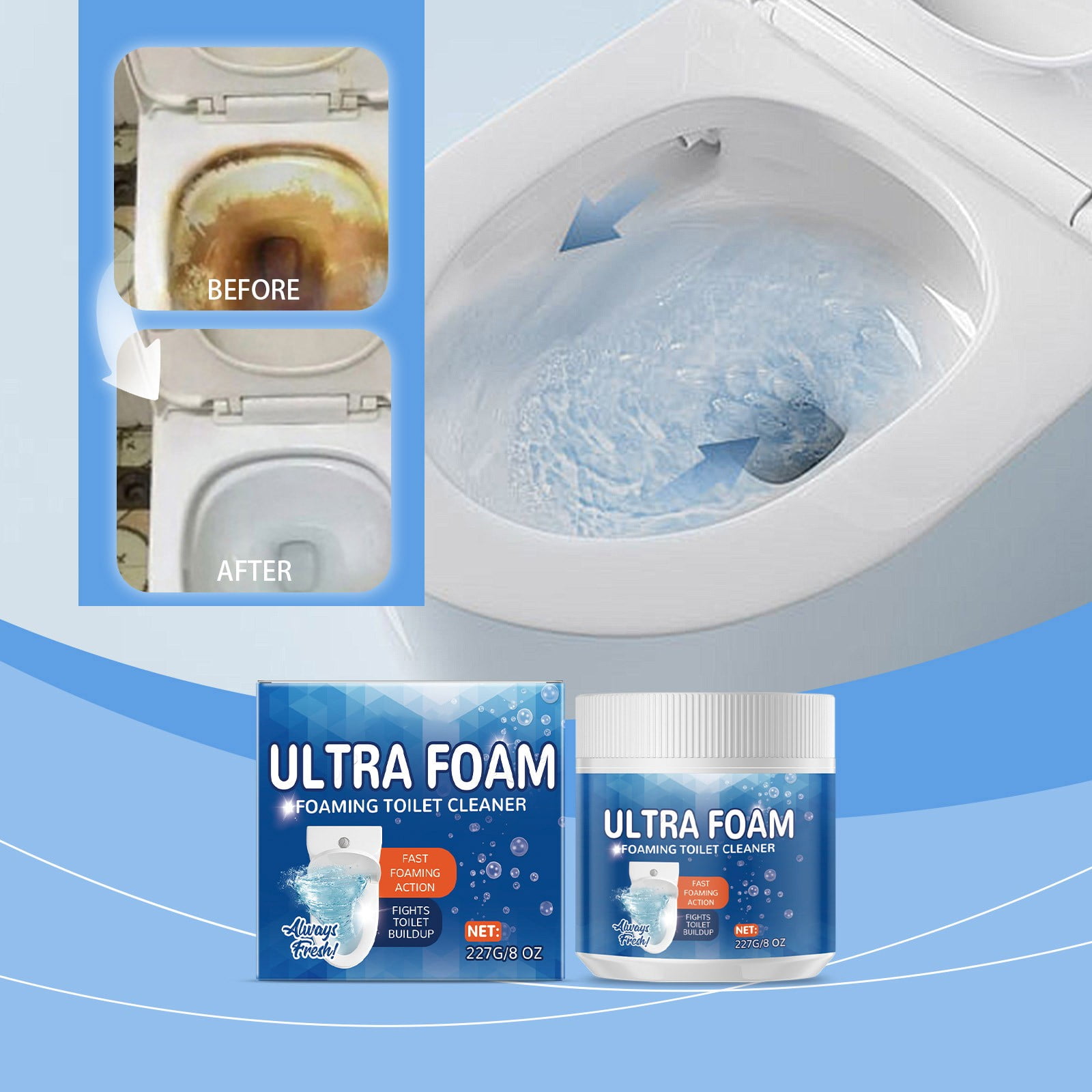 Under 10, Efficient Toilet Clean Powder, Four Times Stain Removal, Antis-fouling, Double Effect ...