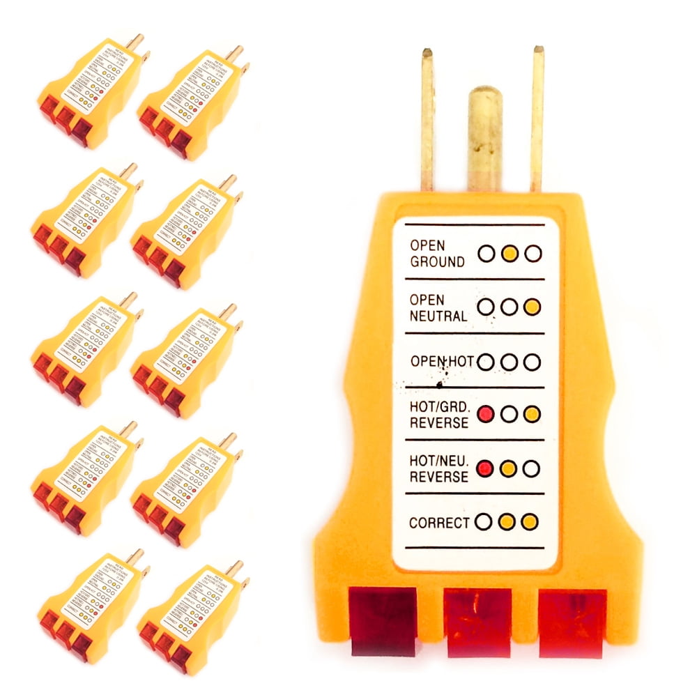 10 Electrical Receptacle Tester AC Outlet Plug 3 Prong Circuit Analyzer ...