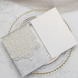 10 Elegant Glitter Paper Rose Invitations - Diamond Hollow Design for ...