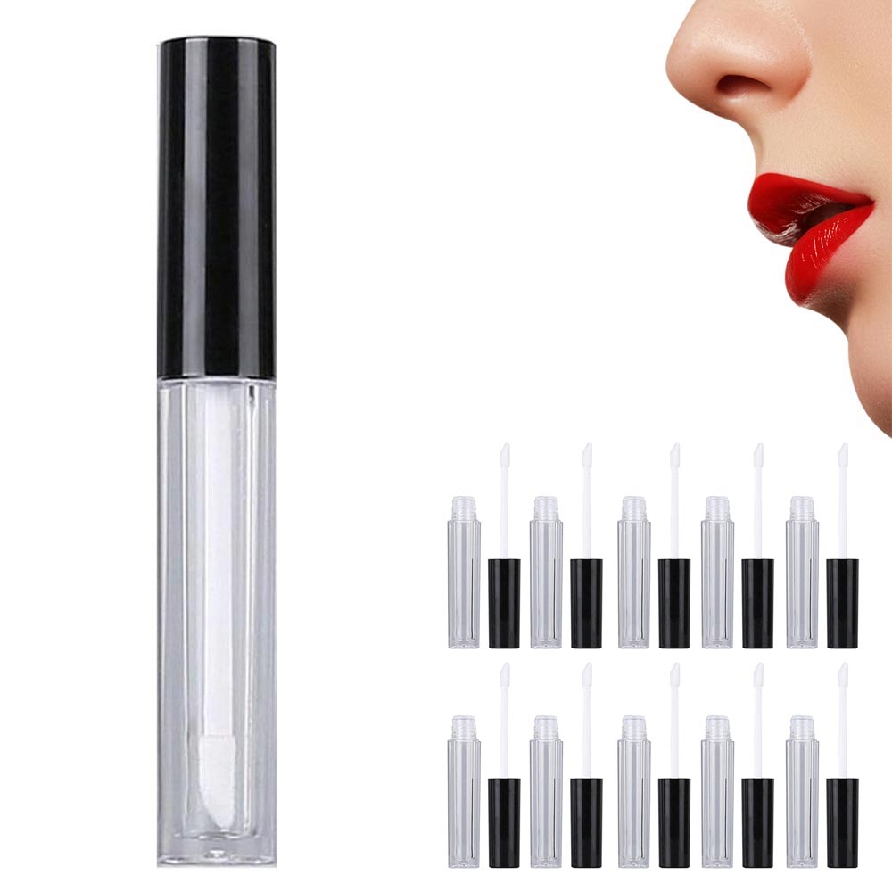 10 Empty Lip Gloss Black Lid Lipstick Balm Clear Containers Tip ...