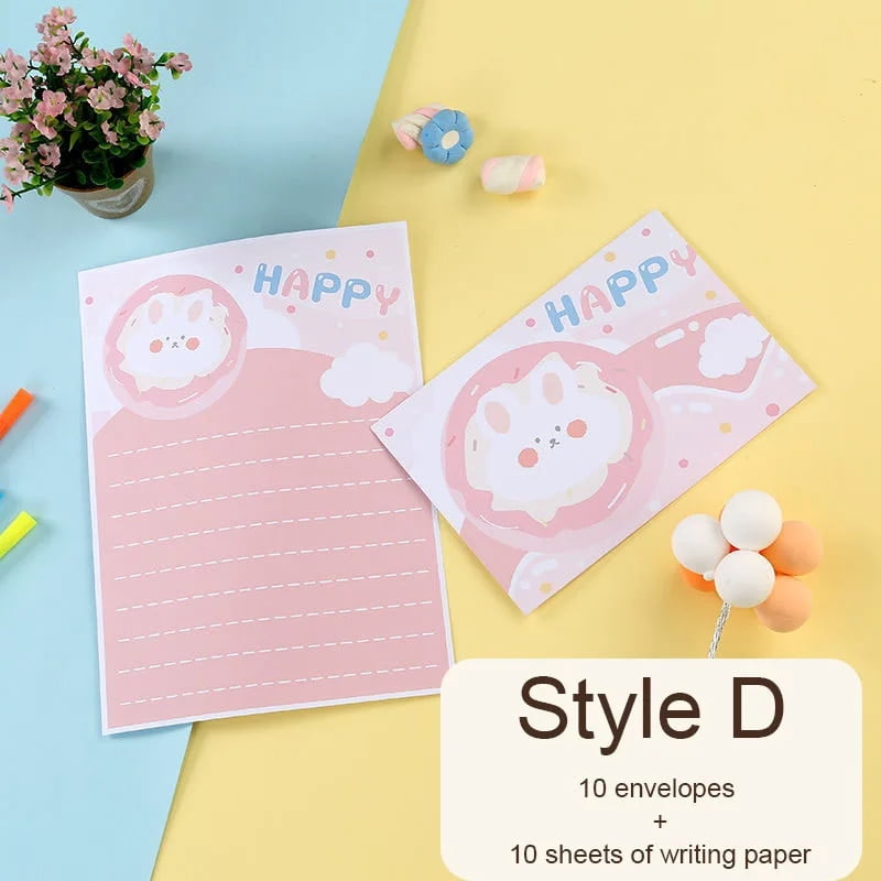 10 Envelopes 10 Letter Paper Combination Cute Creative Envelope Cartoon ...