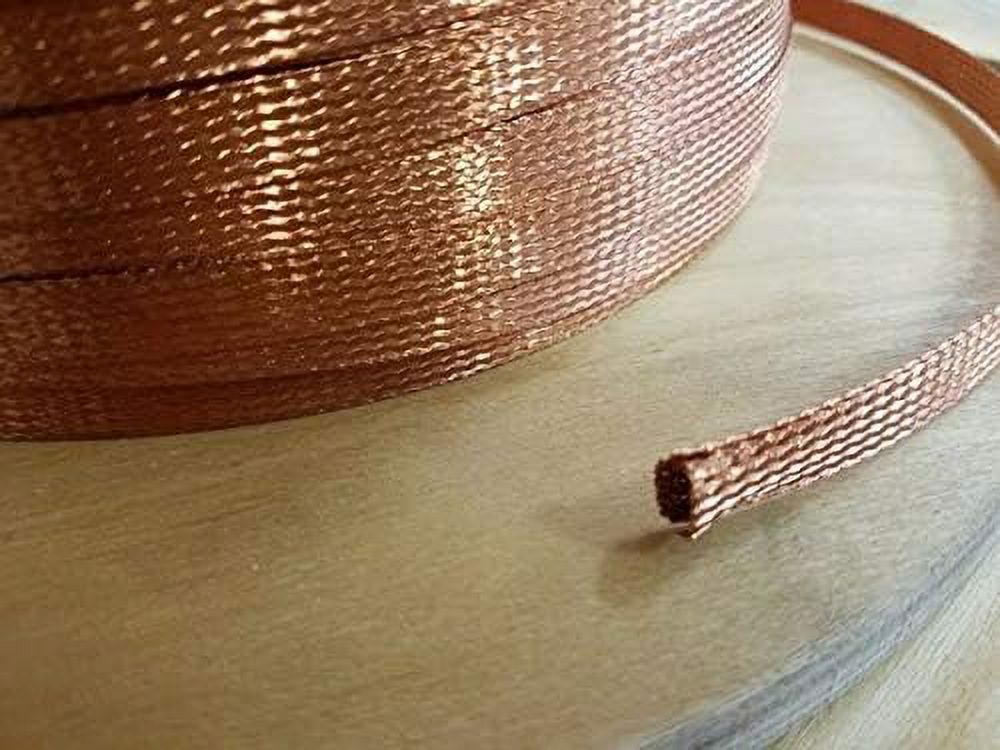 10 FEET 3/8" BRAIDED GROUND STRAP GROUNDING Bare Copper Flat Braid ...