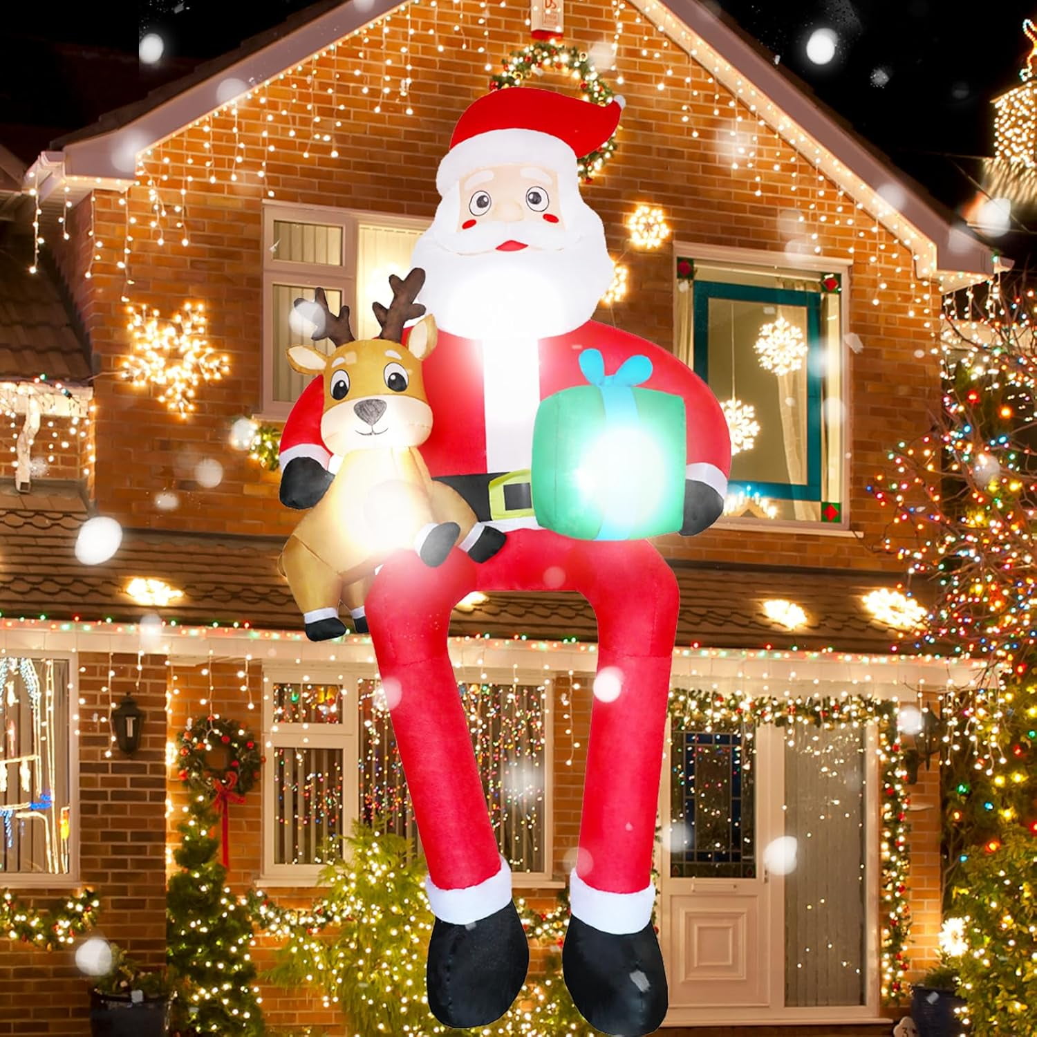 10 FT Christmas Inflatable Outdoor Decoration Giant Sitting Santa Claus ...