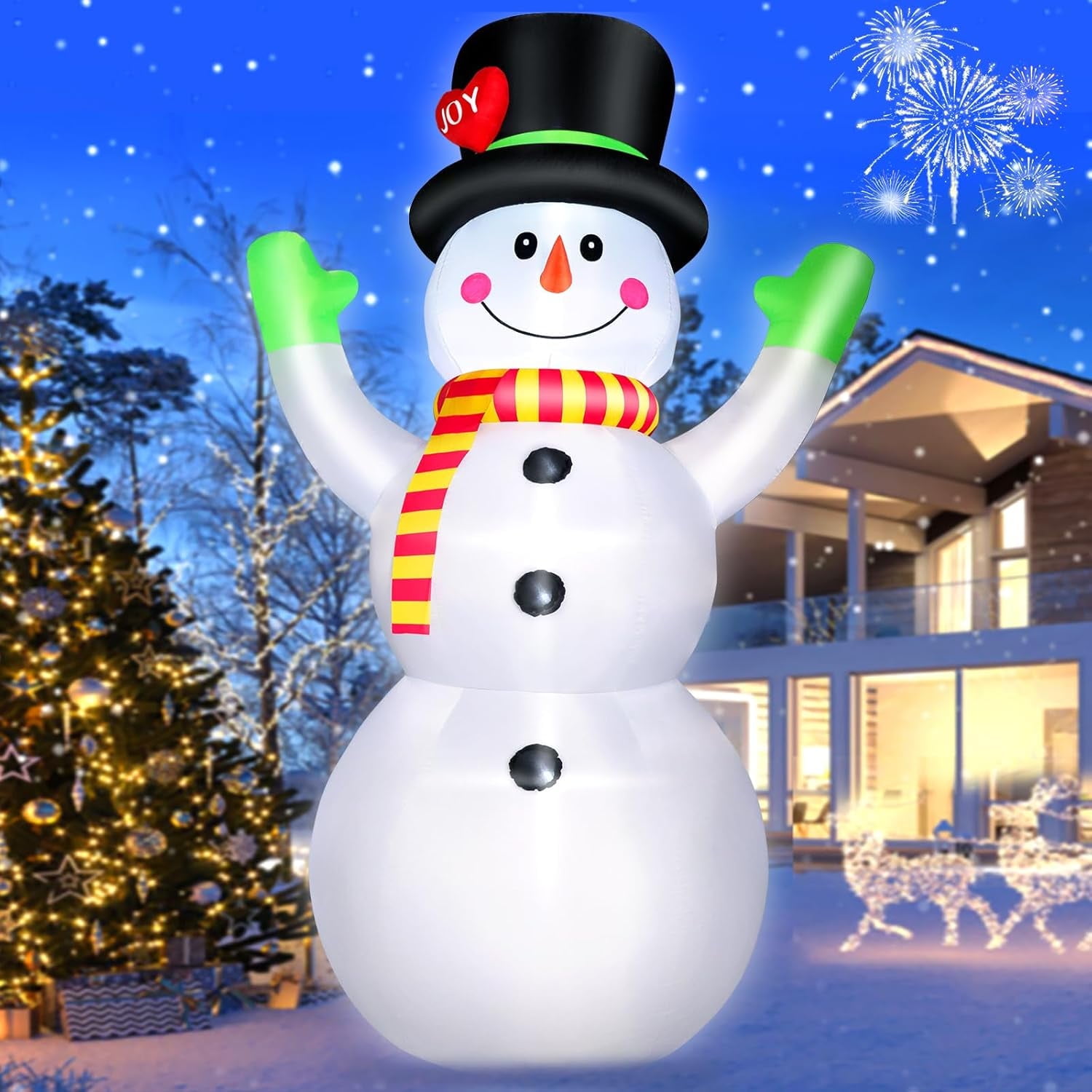 10 FT Christmas Inflatables Snowman Wear Hat, Blow Up Outdoor ...