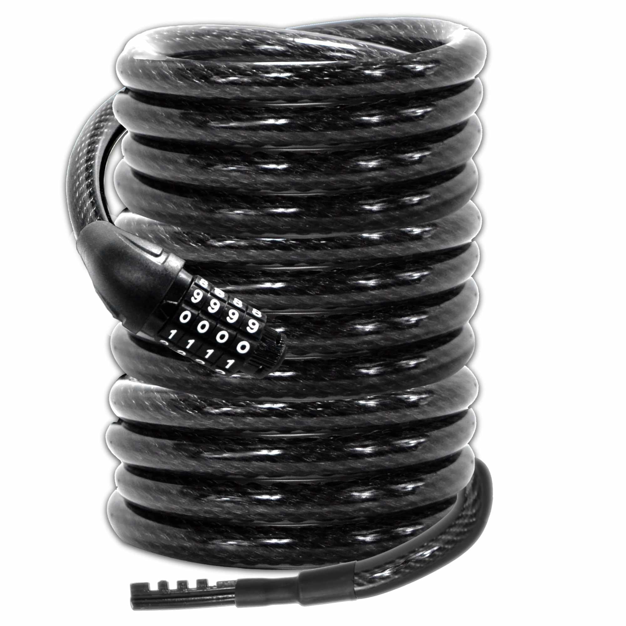 10-FT Coiled Bicycle Cable Lock 3/8 Inch Outdoor Equipment Security ...