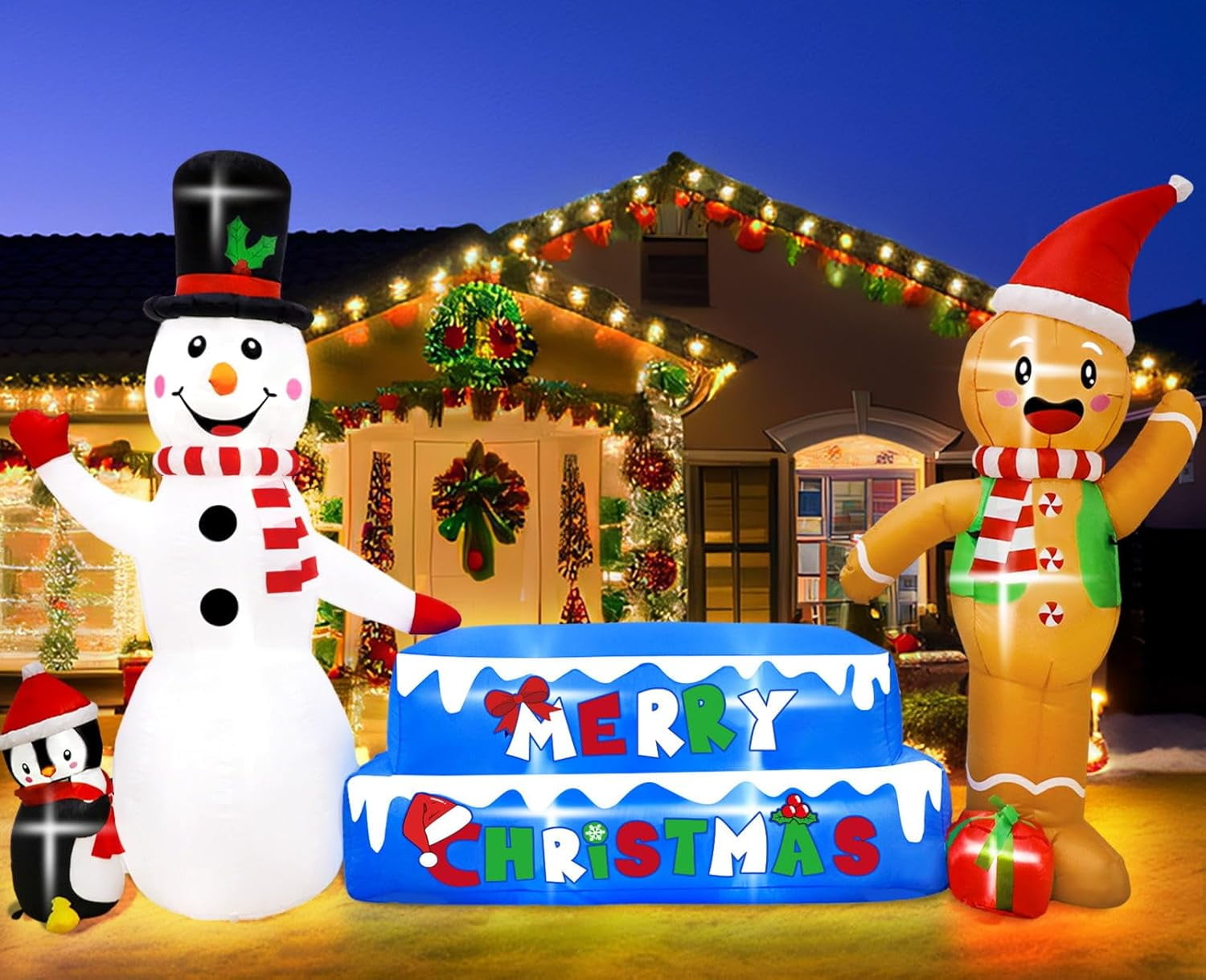 10 FT Inflatable Snowman Christmas Inflatables Outdoor Decorations ...