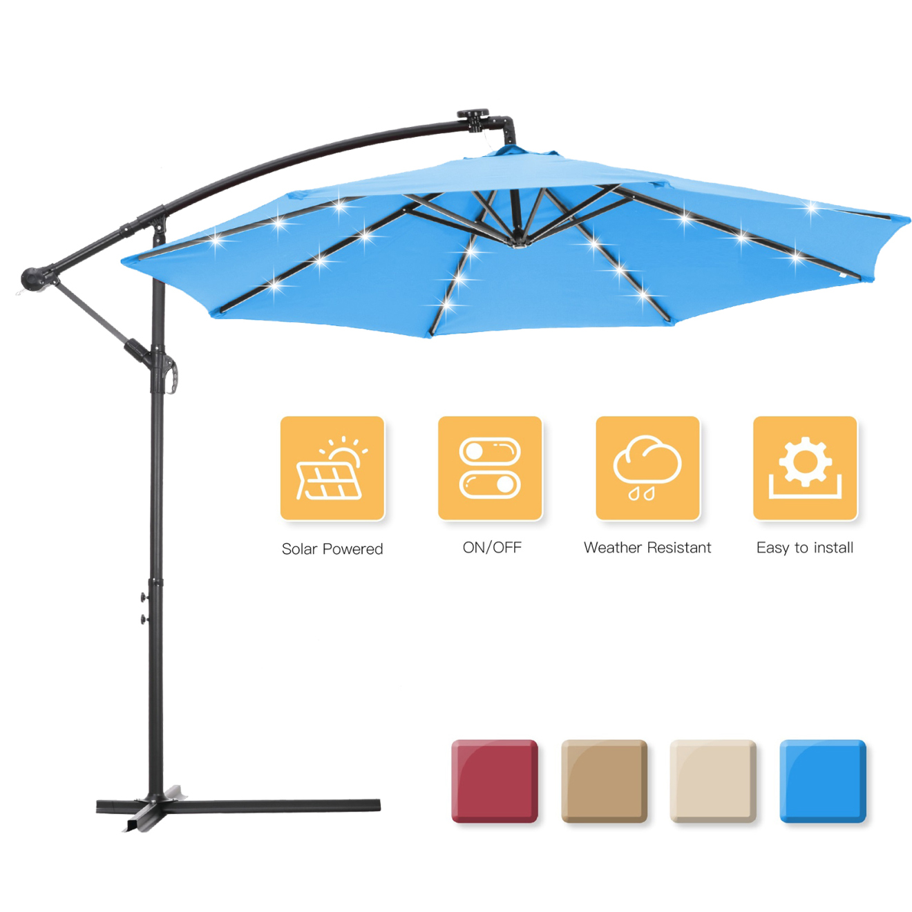 10 FT Patio Offset Hanging Umbrella, Cantilever Outdoor Umbrellas with ...