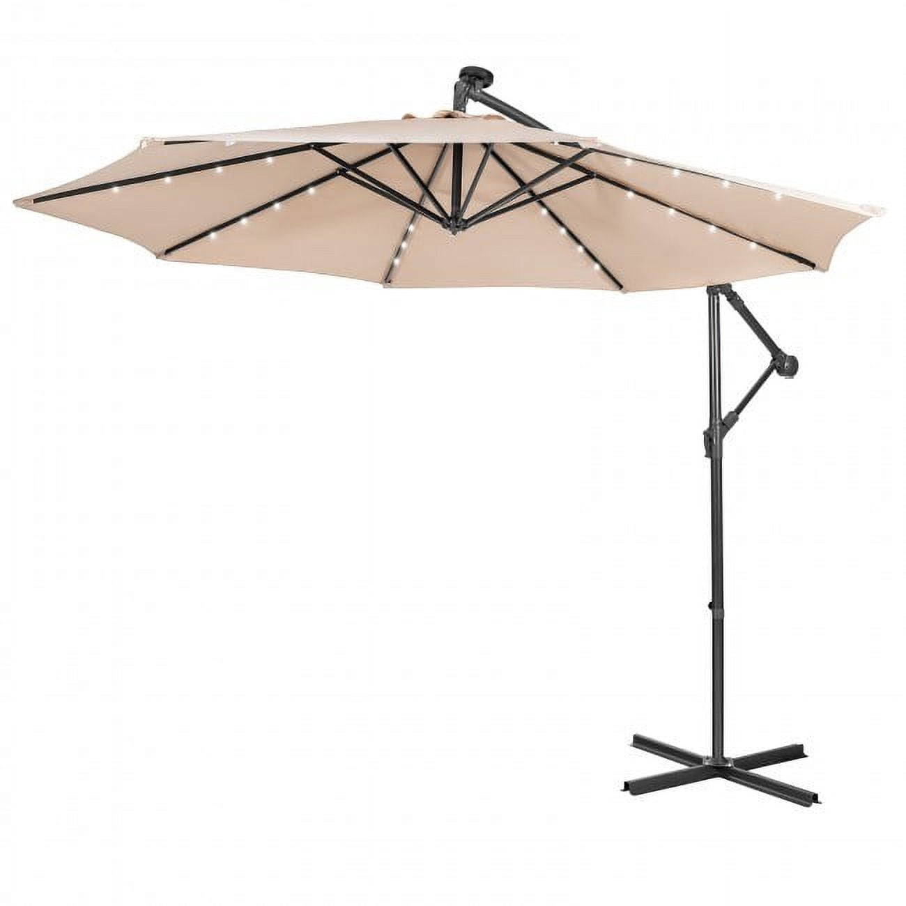 10 FT Patio Solar Powered Cantilever Umbrella with 32 LED Lights ...